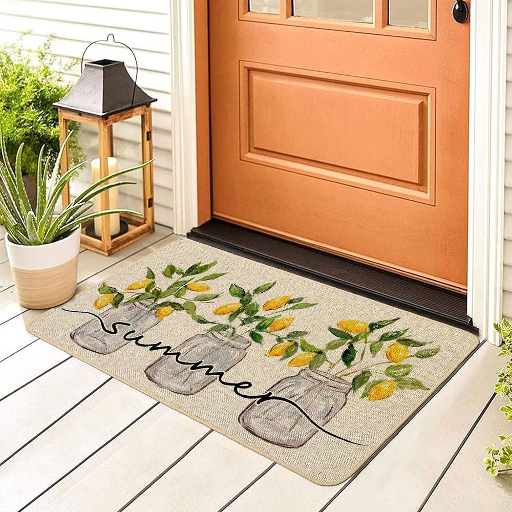 Ophelia & Co. Summer Lemon Doormat Outdoor Cute Sunshine Fruit... | Wayfair