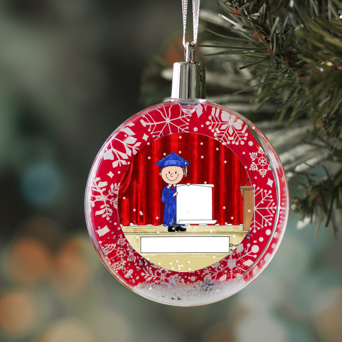Printed Perfection Personalized Graduation - Male Christmas Snow Globe ...