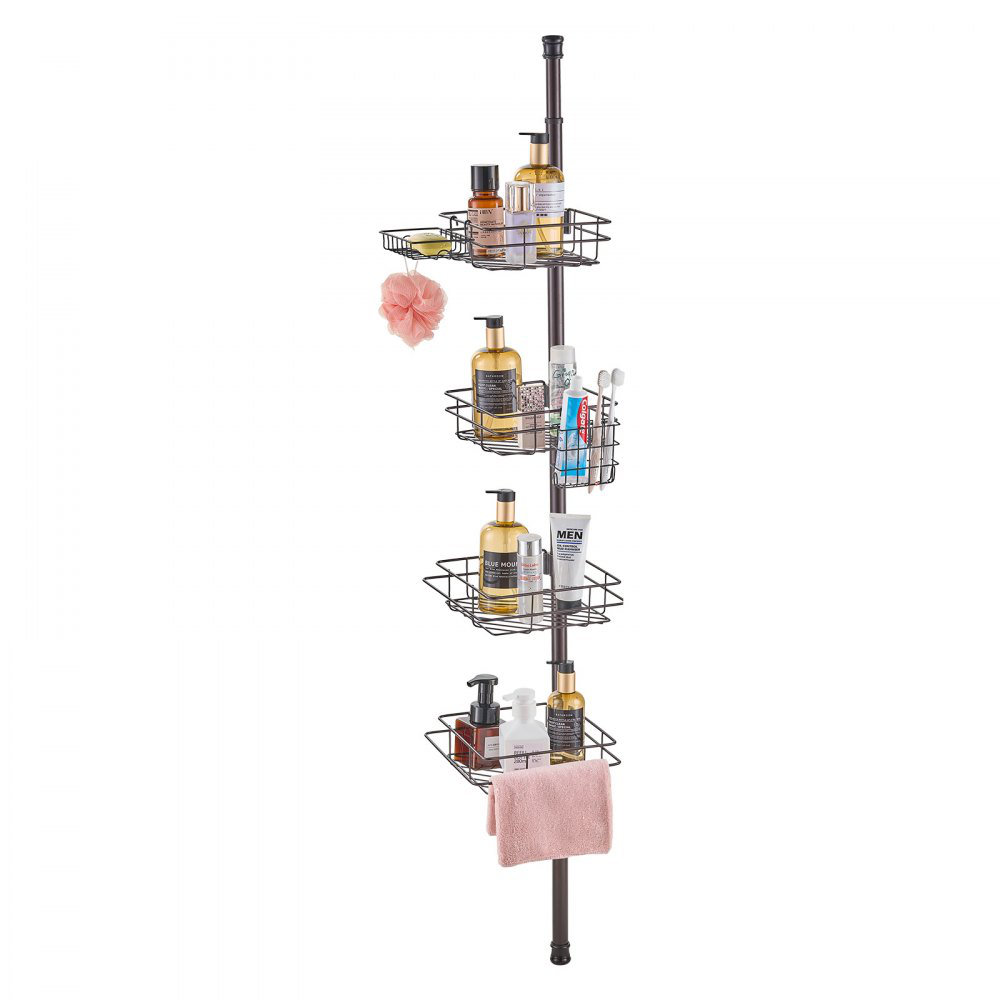 VEVOR 42" to 114" High Shower Corner Caddy Tension Pole Rust-Proof ...