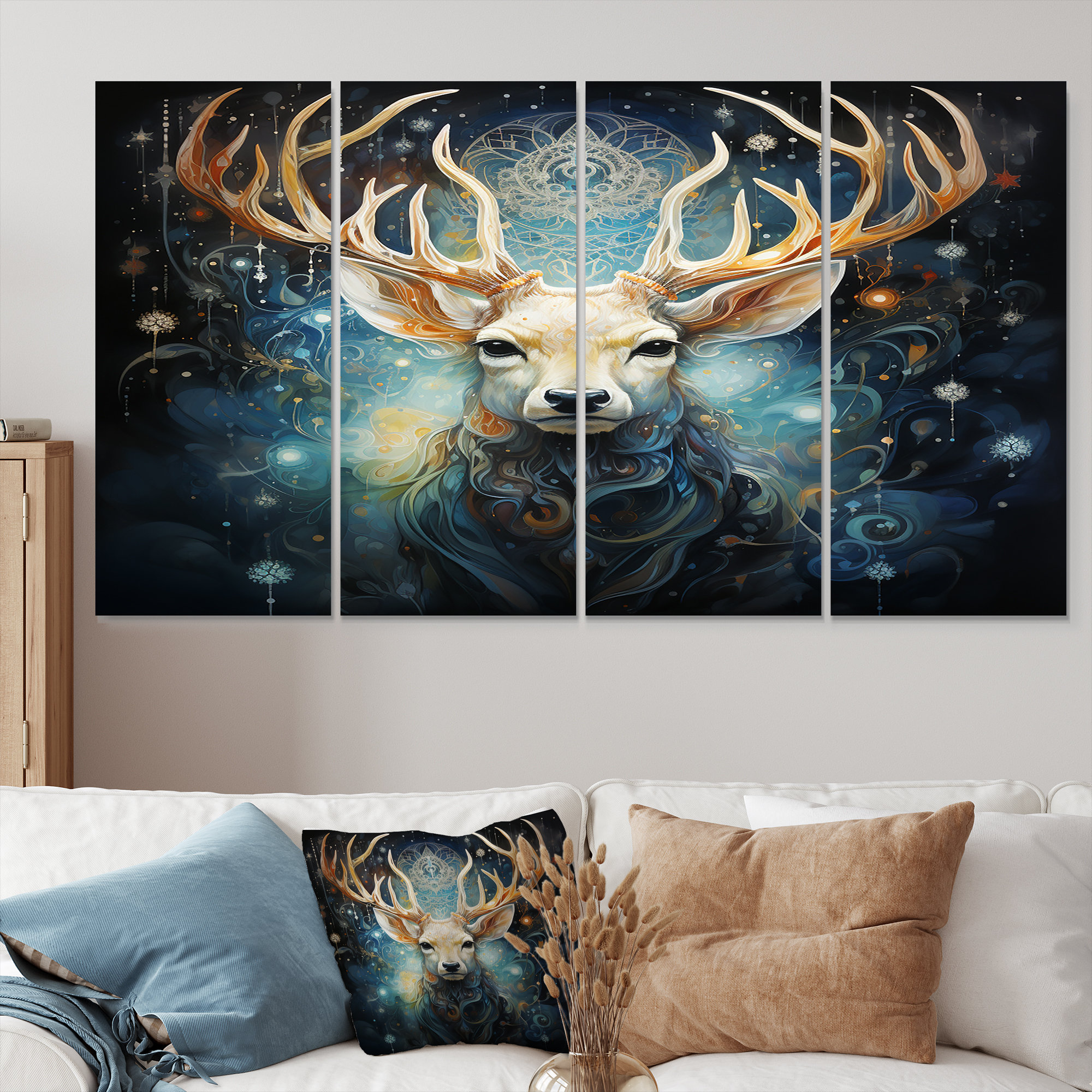 Design Art Celestial Deer Antlers Enchanted Forest I - Deer Animal Wall ...
