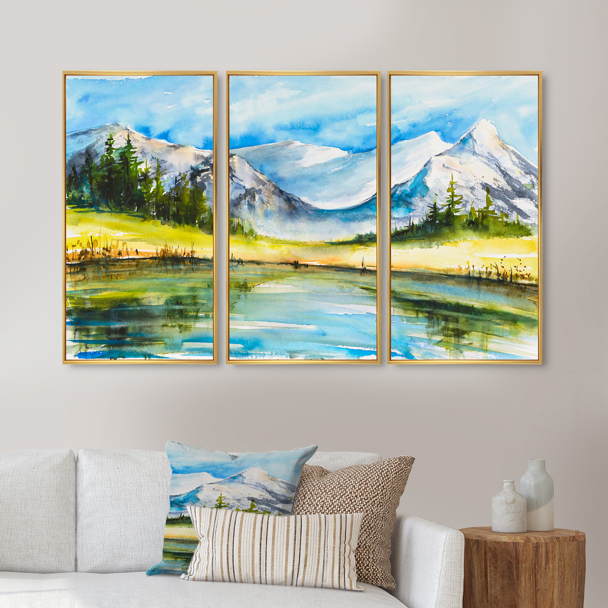 Millwood Pines Snow Covered Mountain - Landscape Framed Canvas Wall Art ...