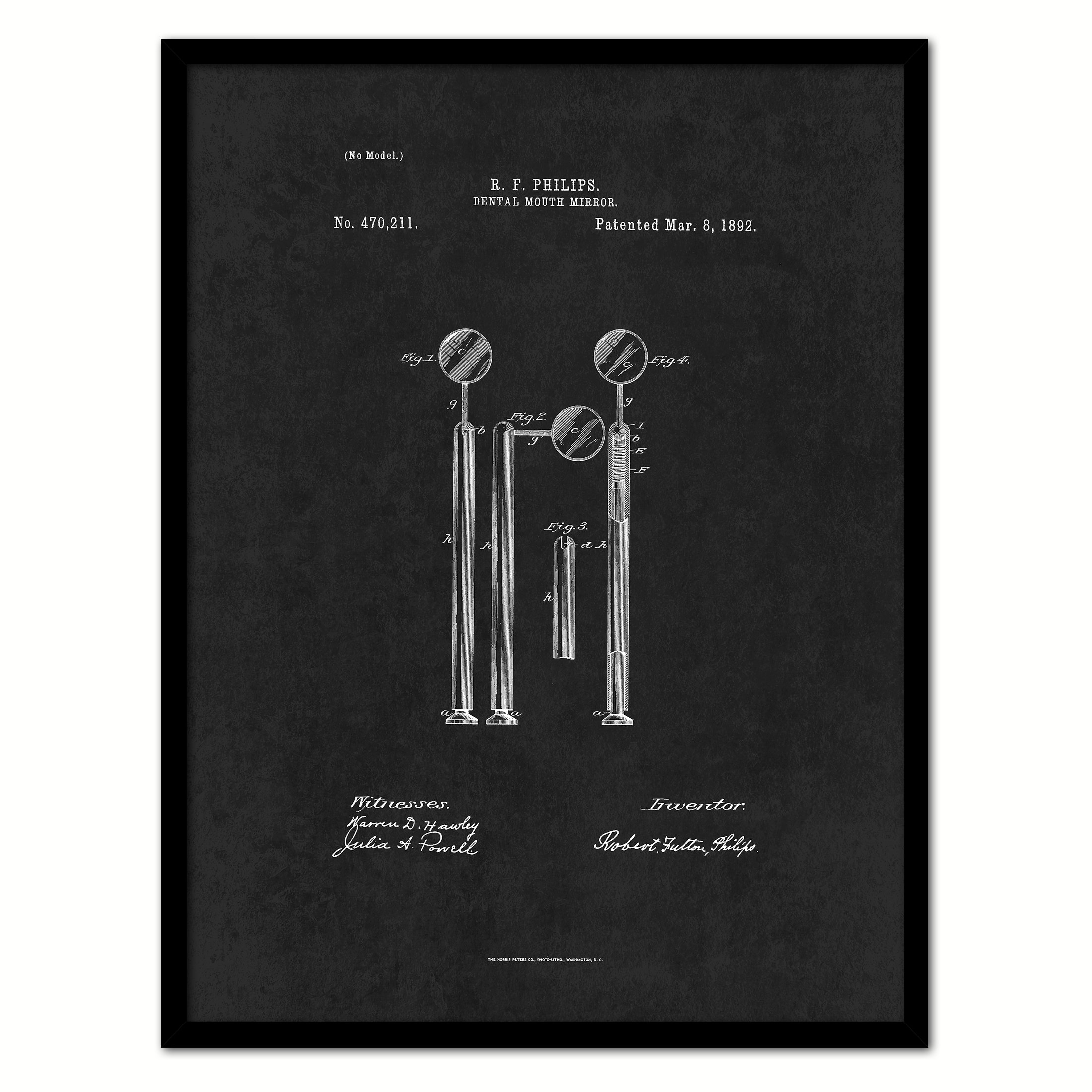 17 Stories 1892 Dentist Dental Mouth Mirror - Picture Frame Graphic Art ...