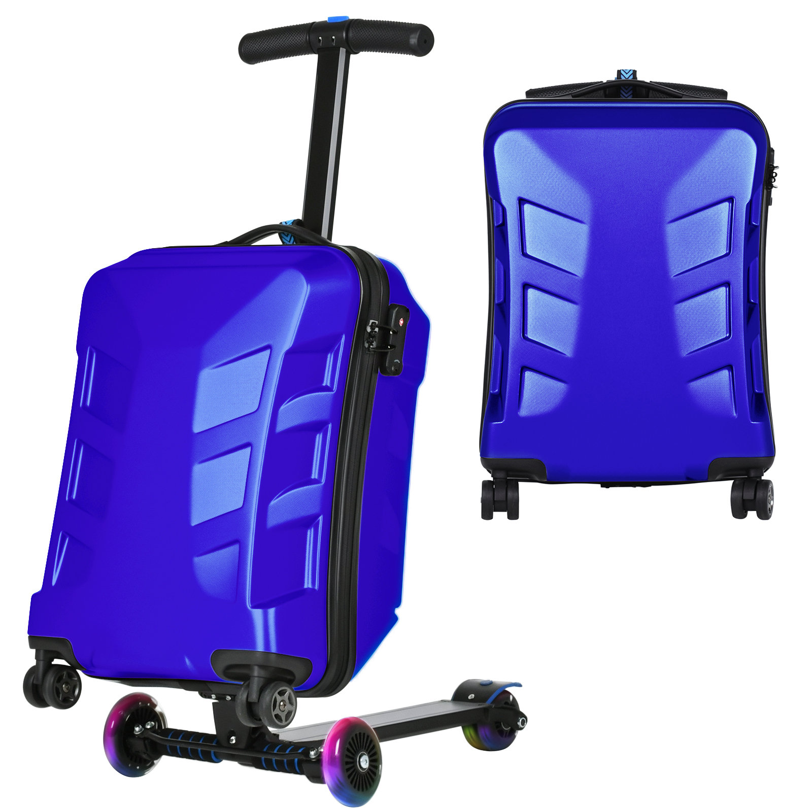 Advwin Hardshell Ride On Scooter Luggage with Led Light Up Wheels，TSA ...