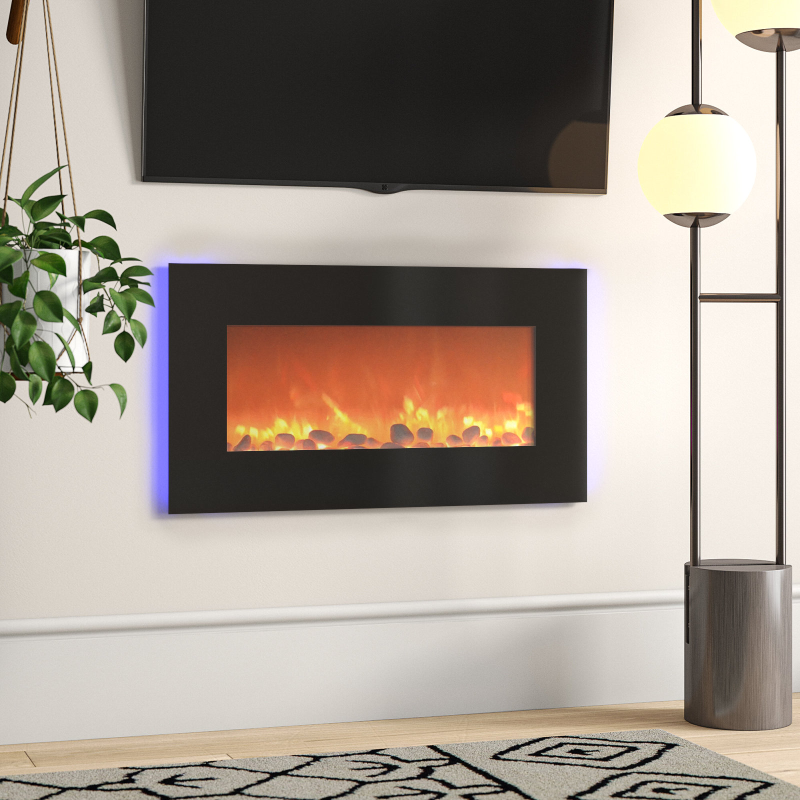 Wade Logan Albee Electric Fireplace - 30 Inch Wall Mounted Fireplace ...