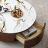 Hokku Designs Modern Rustic Round Coffee Table with Top and 2 Drawers ...