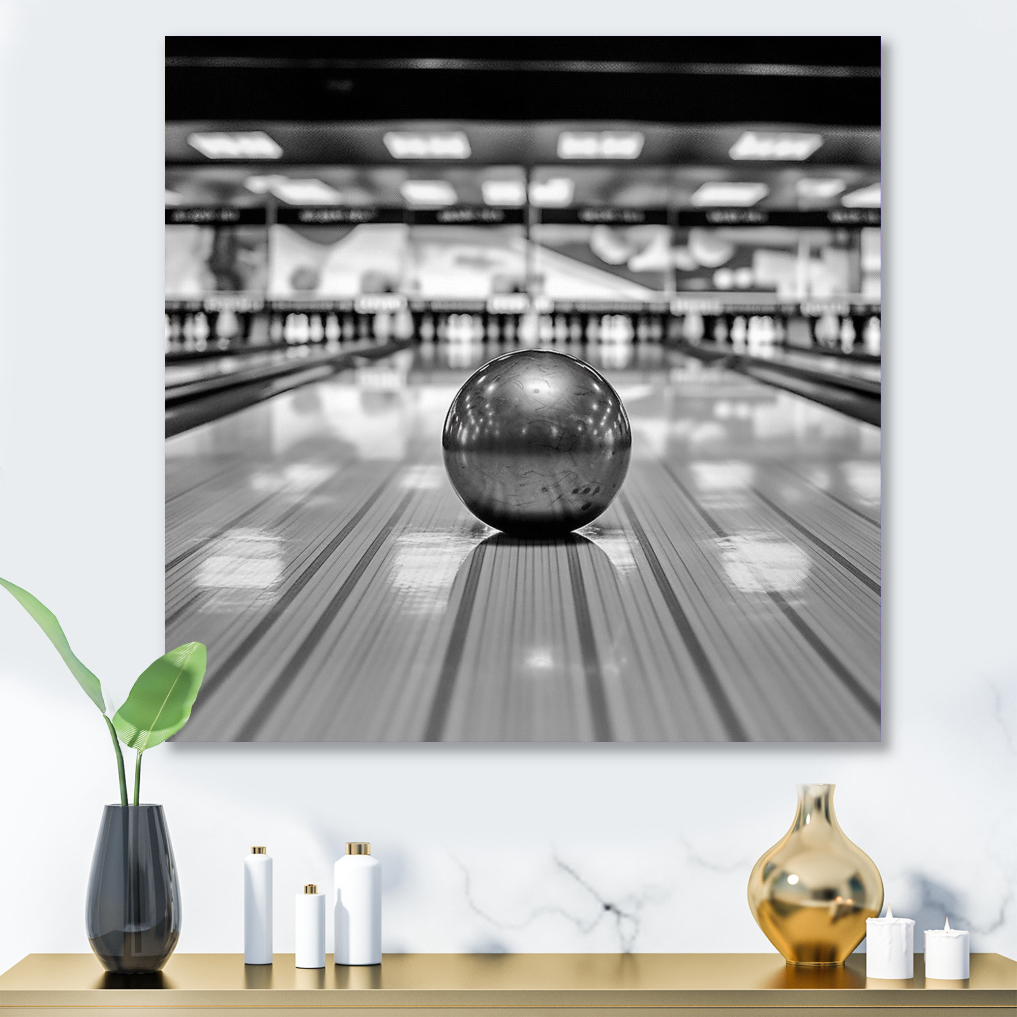 Ebern Designs Black and White Bowling Photo - Sports Metal Wall Decor ...