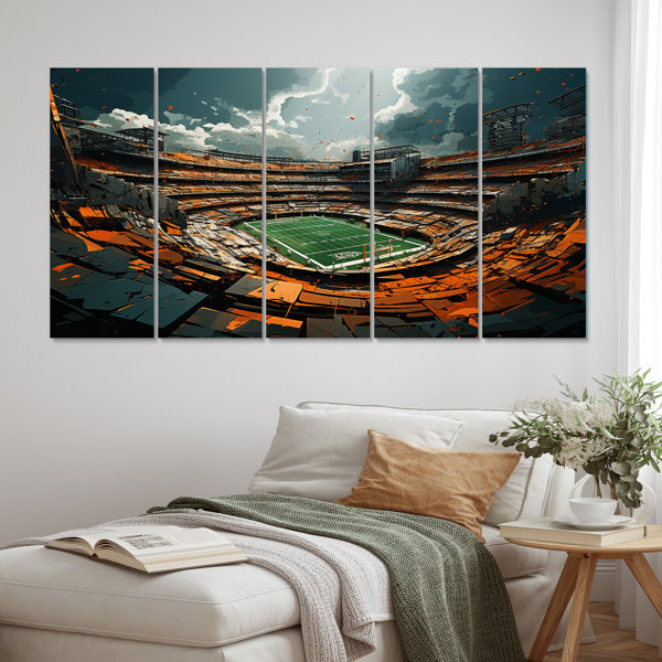 Winston Porter Green Football Abstract Stadium On Canvas 5 Pieces Print ...