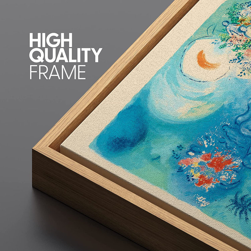 SIGNLEADER Framed Canvas Print Wall Art Chagall Crescent Moon Pastel ...