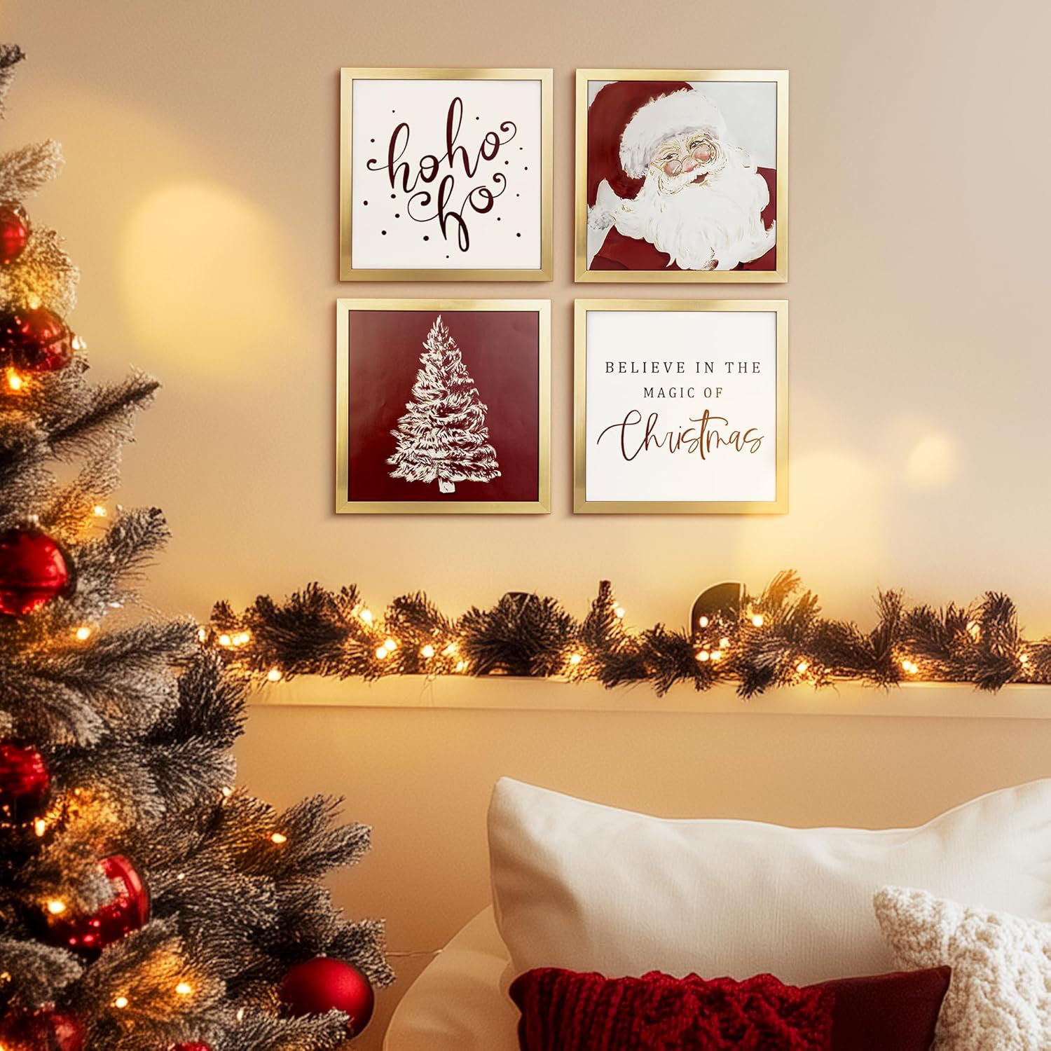 House of Hampton® Framed Christmas Wall Art Santa Claus Christmas Wall ...