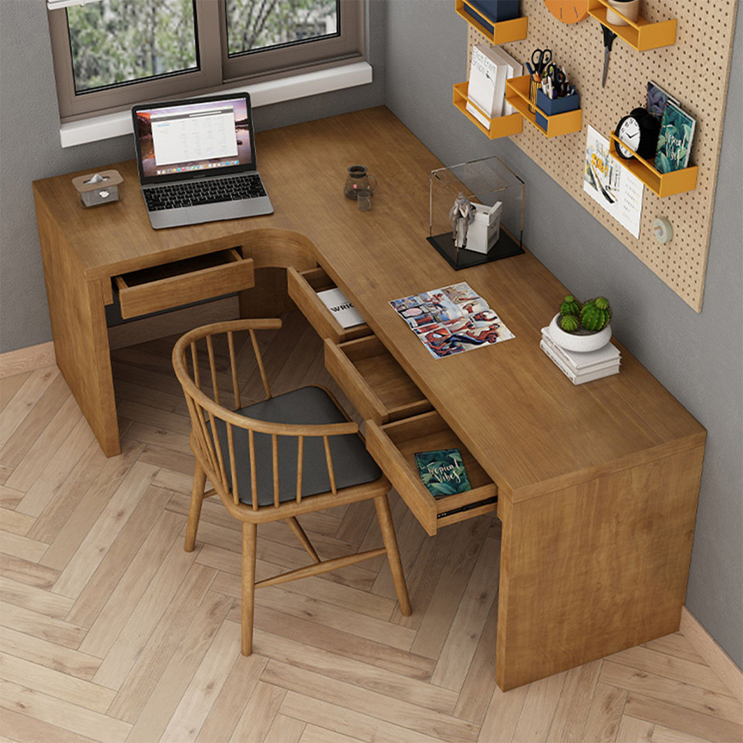 Furnire Lewi Light Nut-brown Rectangular Solid Wood desks | Wayfair