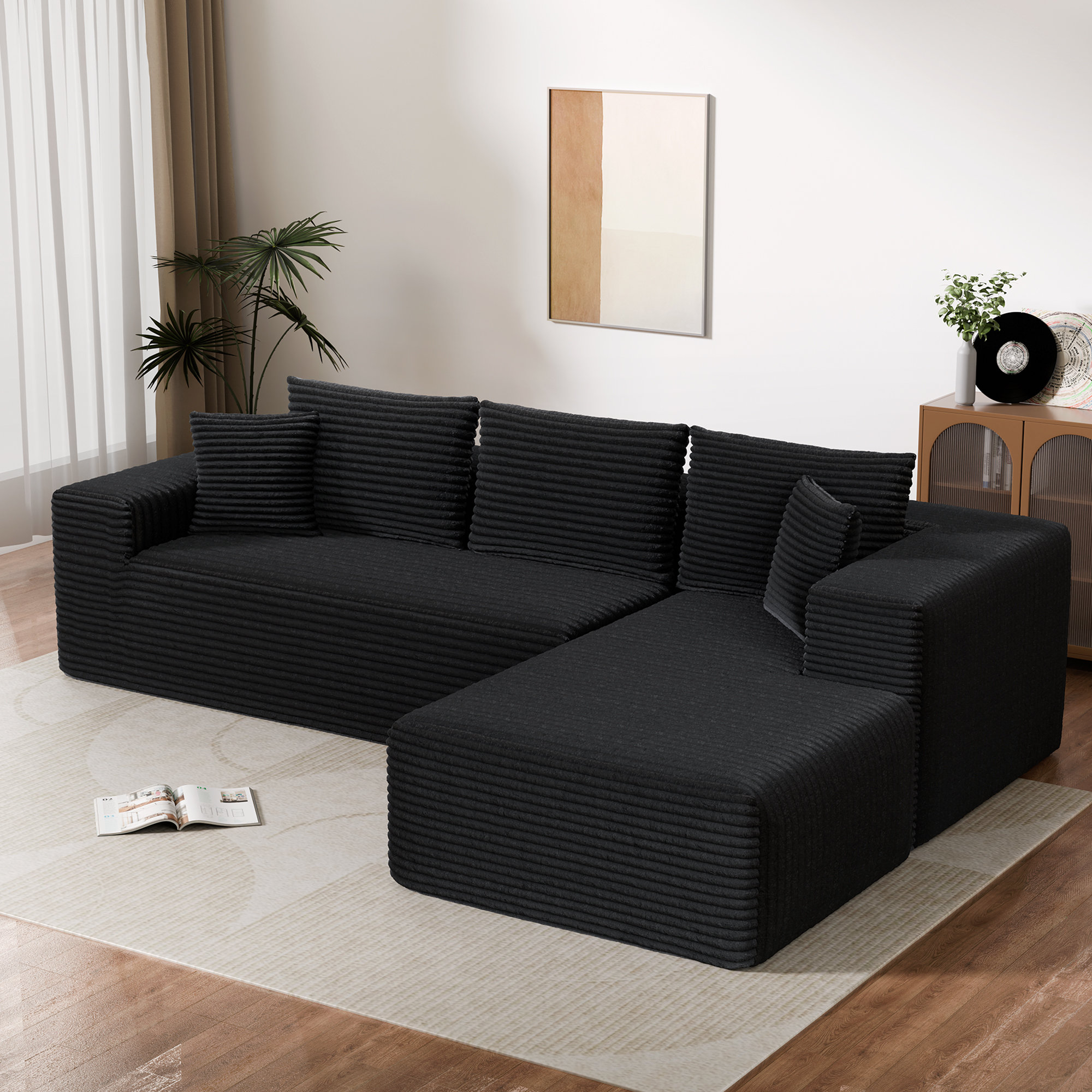 ChicFurnit Compressed Flannel Chaise Sofa | Wayfair