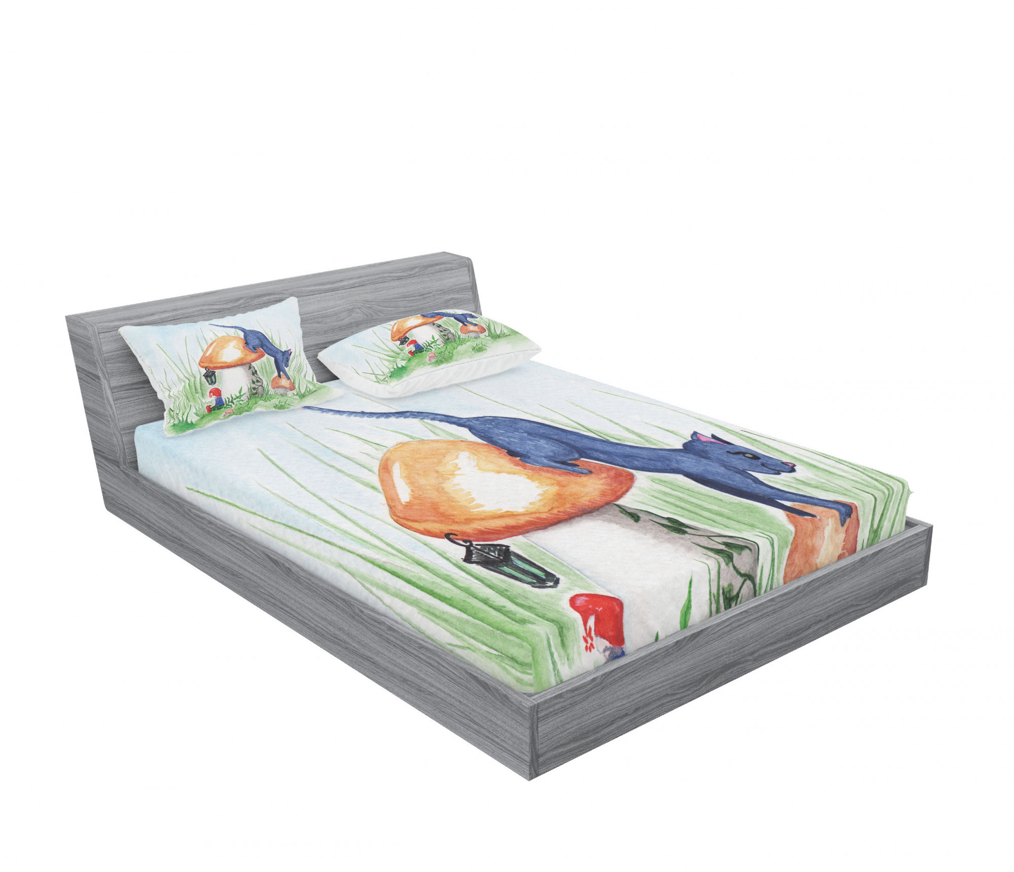 Ambesonne Little Cartoon Cat Sheet set | Wayfair