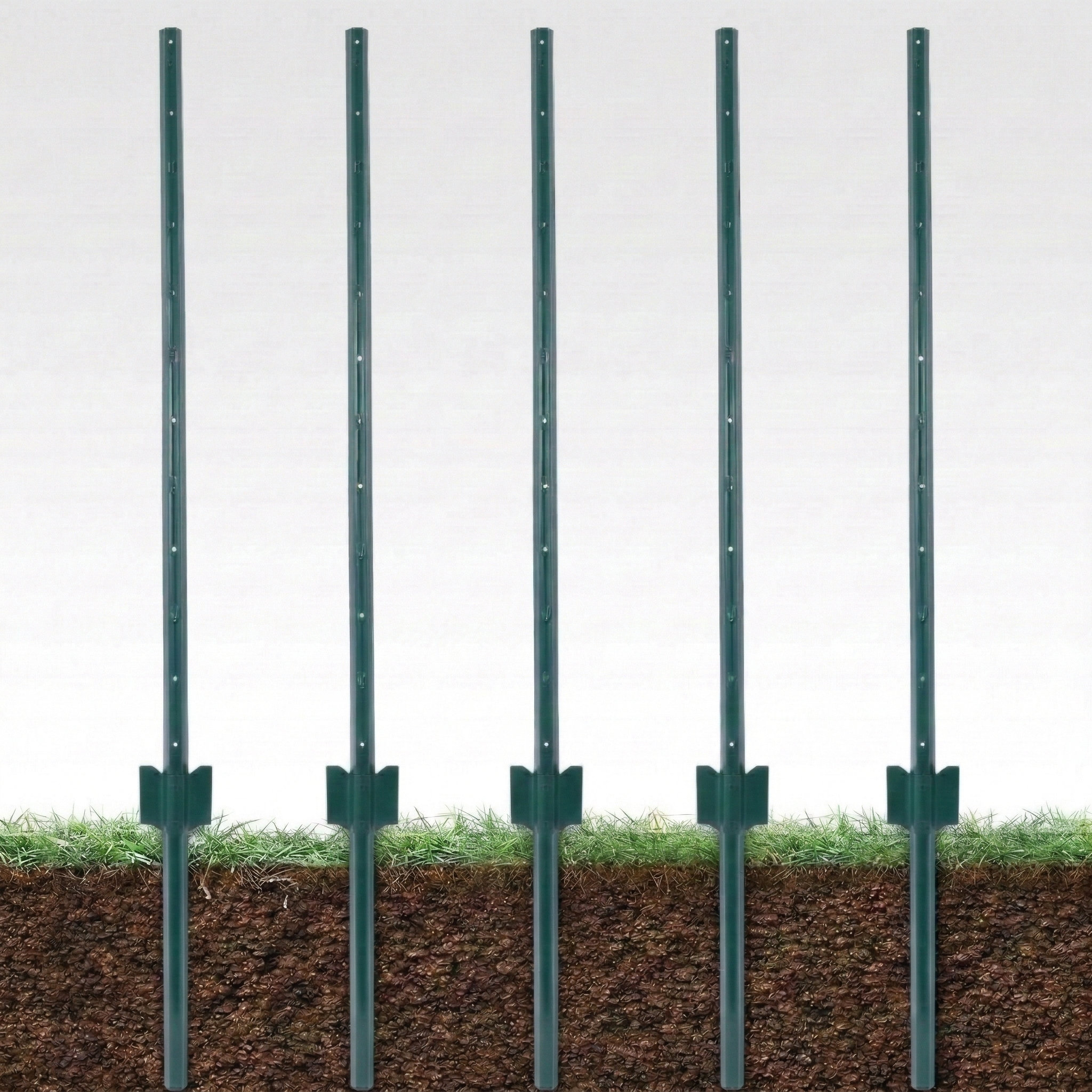Xueinc 5-Foot Fence Posts (5-Pack), Heavy-Duty Steel U-Posts With U ...