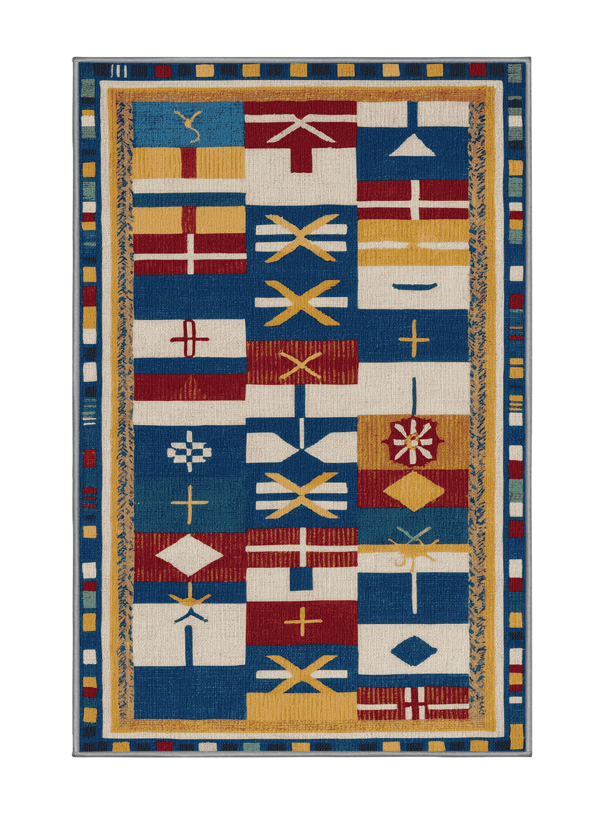 Longshore Tides Washable Maritime Flags Border Coastal Area Rug | Wayfair