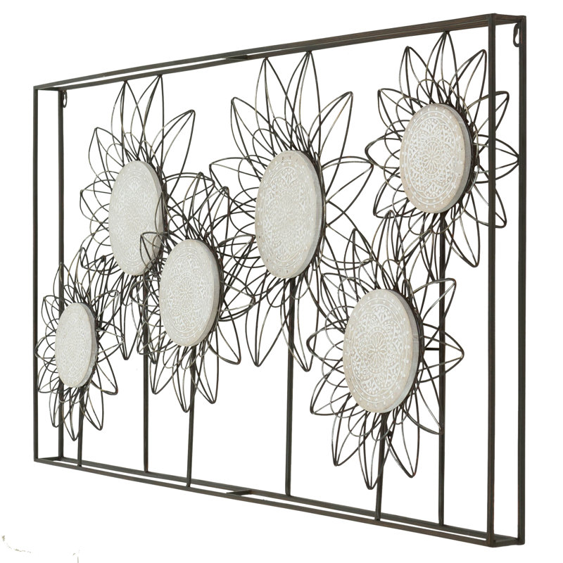 Bungalow Rose Whitney Rectangular Metal Flower Wall Decor & Reviews ...