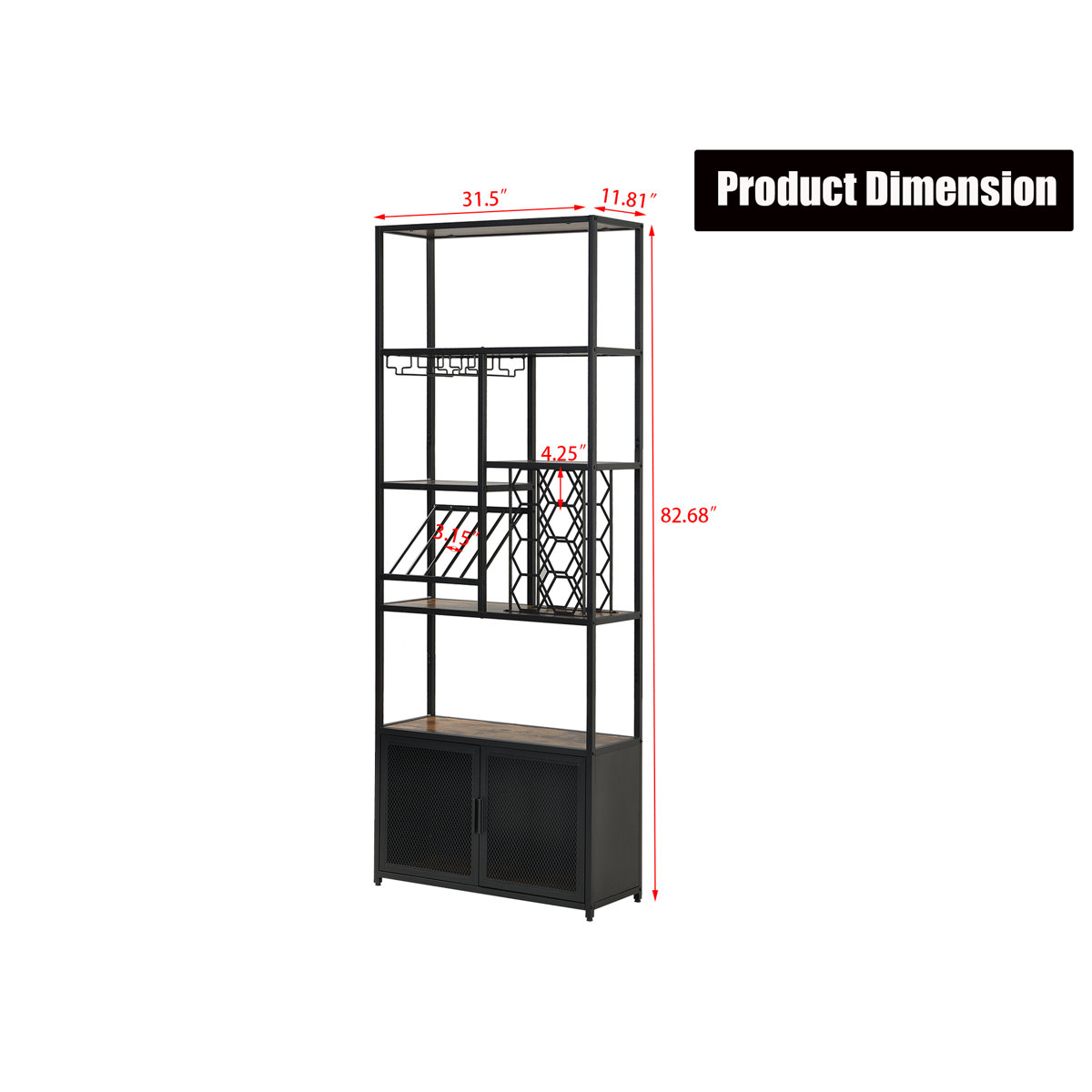 17 Stories Feldstein Floor Wine Bottle & Glass Rack Black | Wayfair