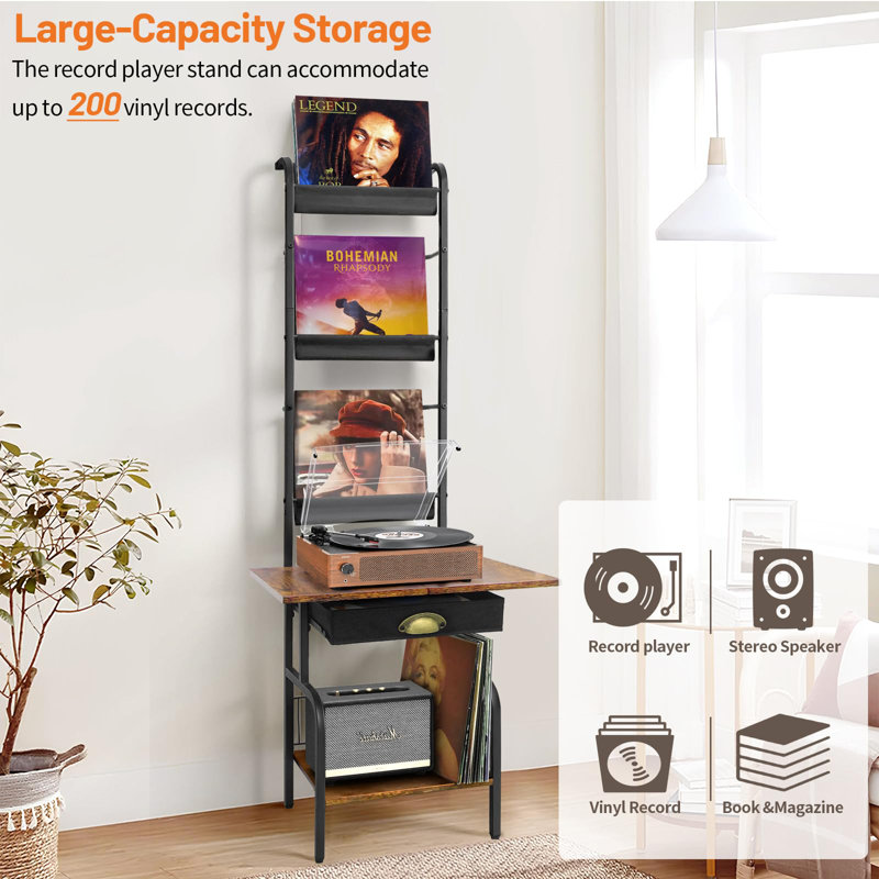 17 Stories Record Player Audio Rack | Wayfair