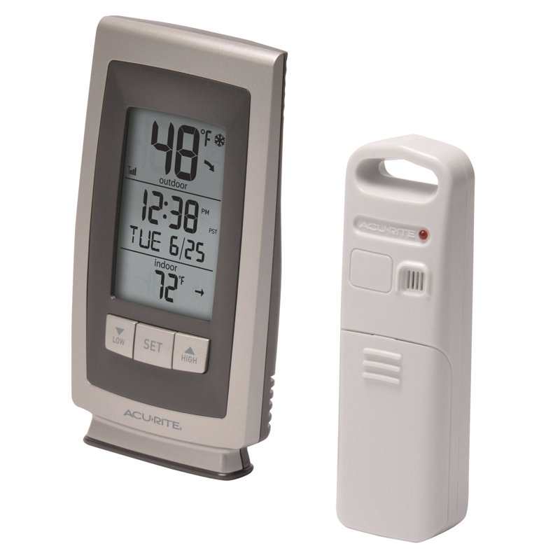 AcuRite Wireless Digital Indoor/Outdoor Thermometer with Clock, Day ...