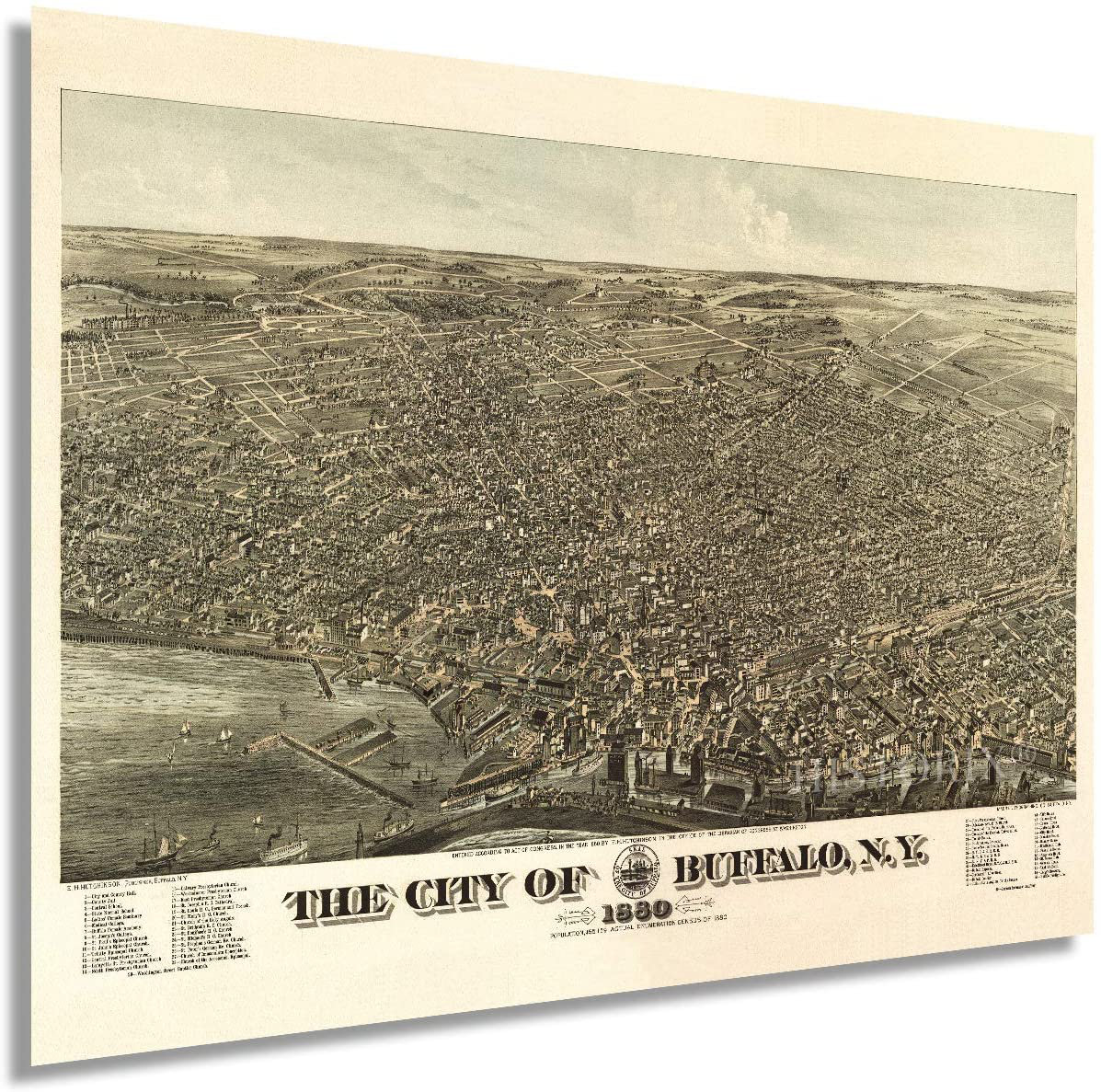 HISTORIC PRINTS HISTORIX Vintage 1880 Buffalo New York Poster Map ...