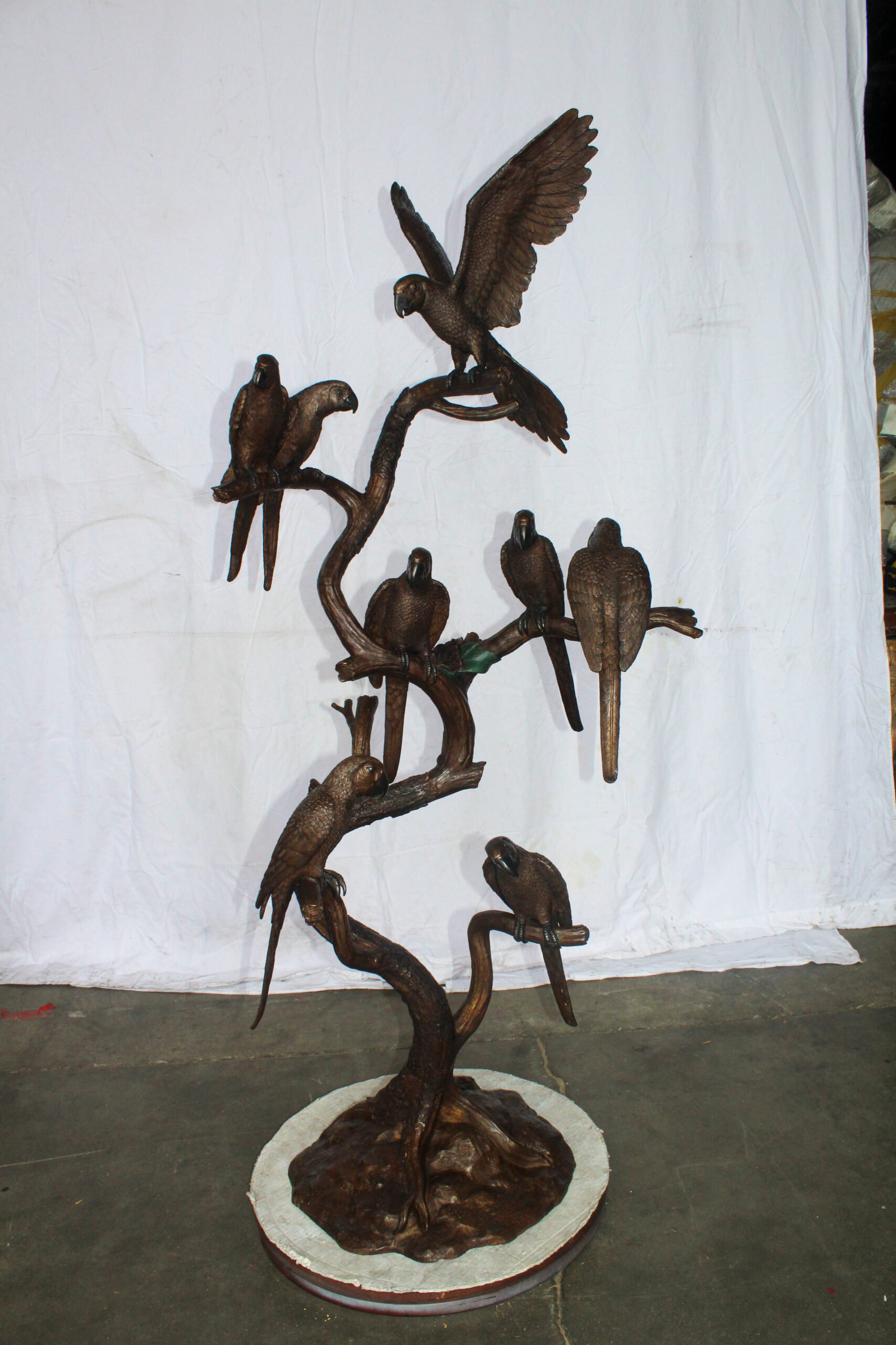 Nifao Collection Eight Parrots Standing on a Tree Bronze Statue 33" x ...