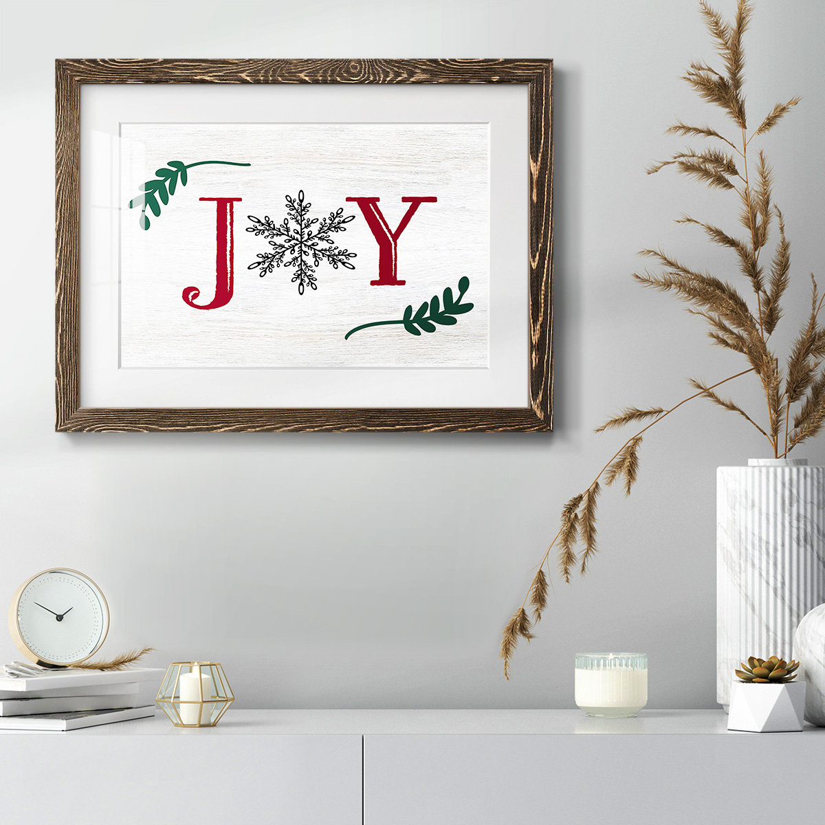 The Holiday Aisle® Joy Snowflake Framed On Paper Print | Wayfair