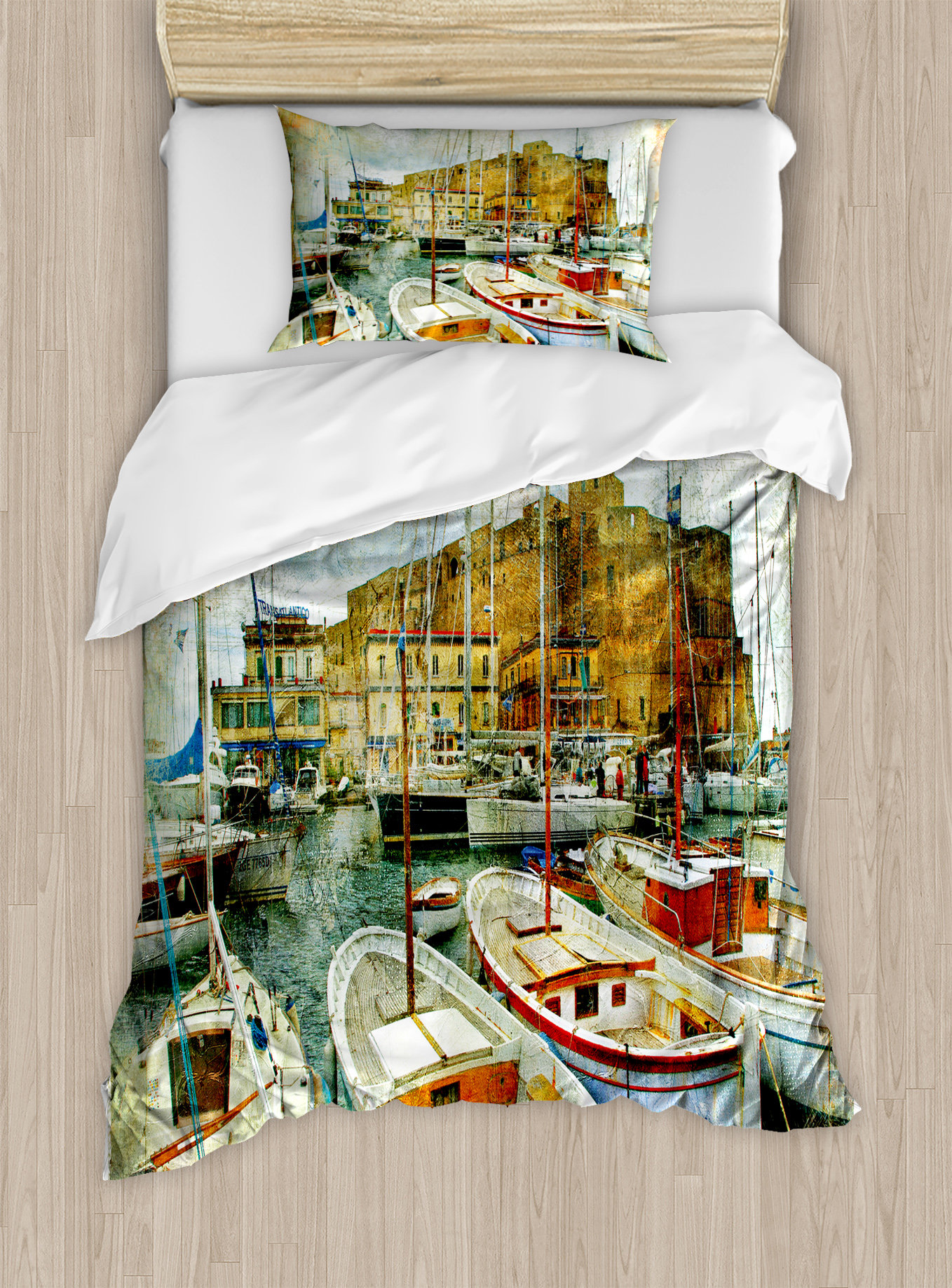 Ambesonne Marine Naples Small Boats at Historical Italian Coast with ...