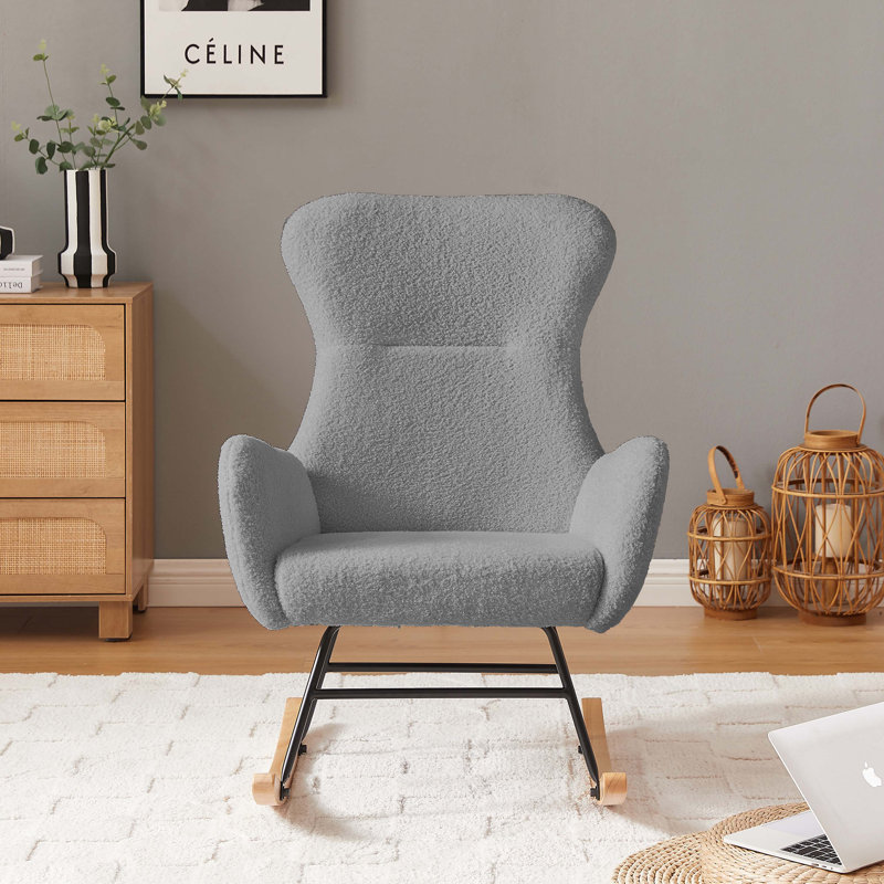 George Oliver GREY teddy fabric rocking chair | Wayfair