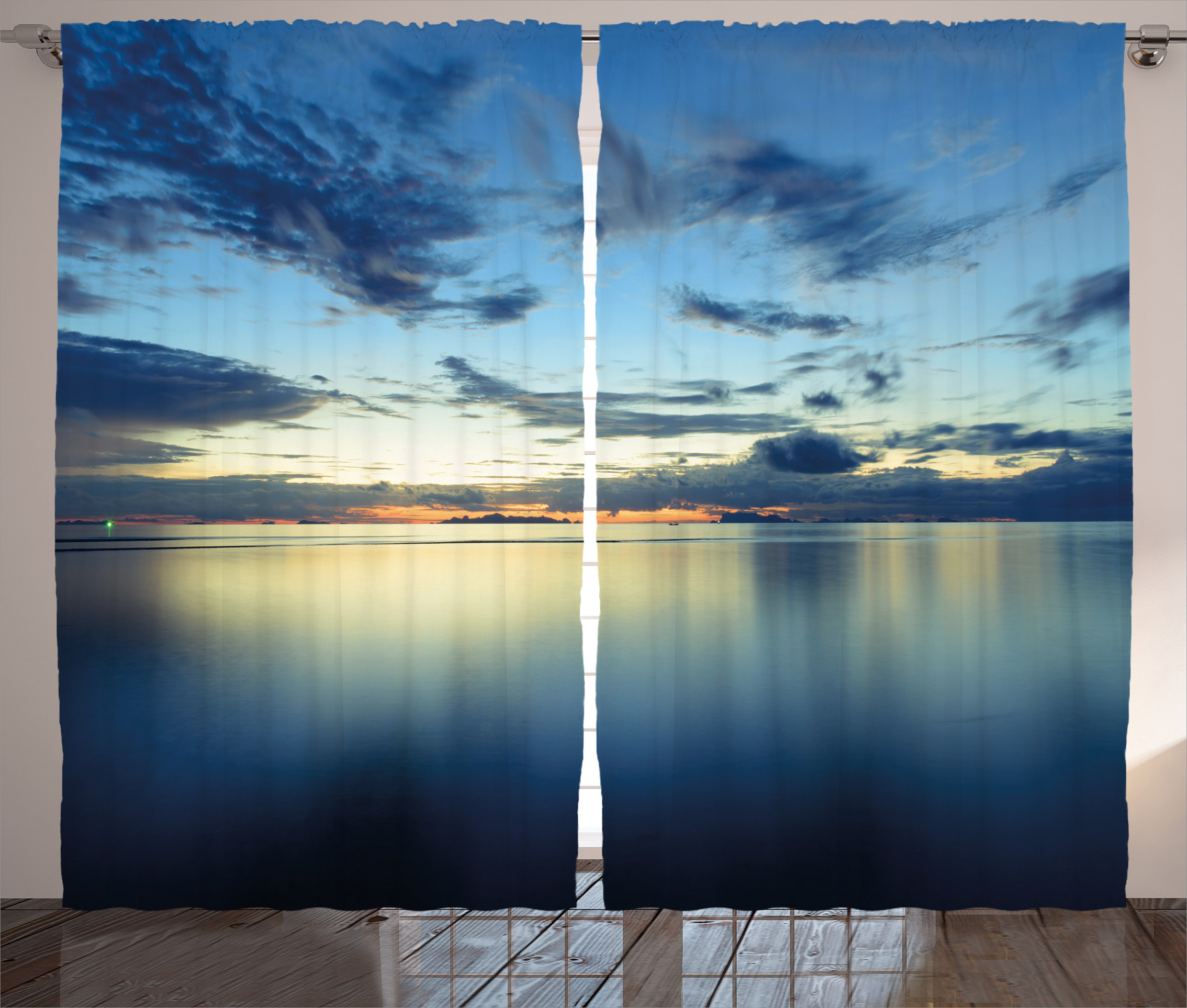 East Urban Home Dramatic Dusk Sunset Decor Graphic Print Semi-Sheer Rod ...