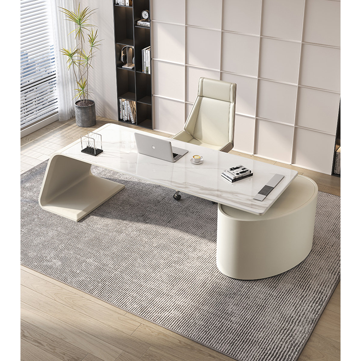 SMI Cabinetry Inc White Free Form Sintered Stone desks | Wayfair