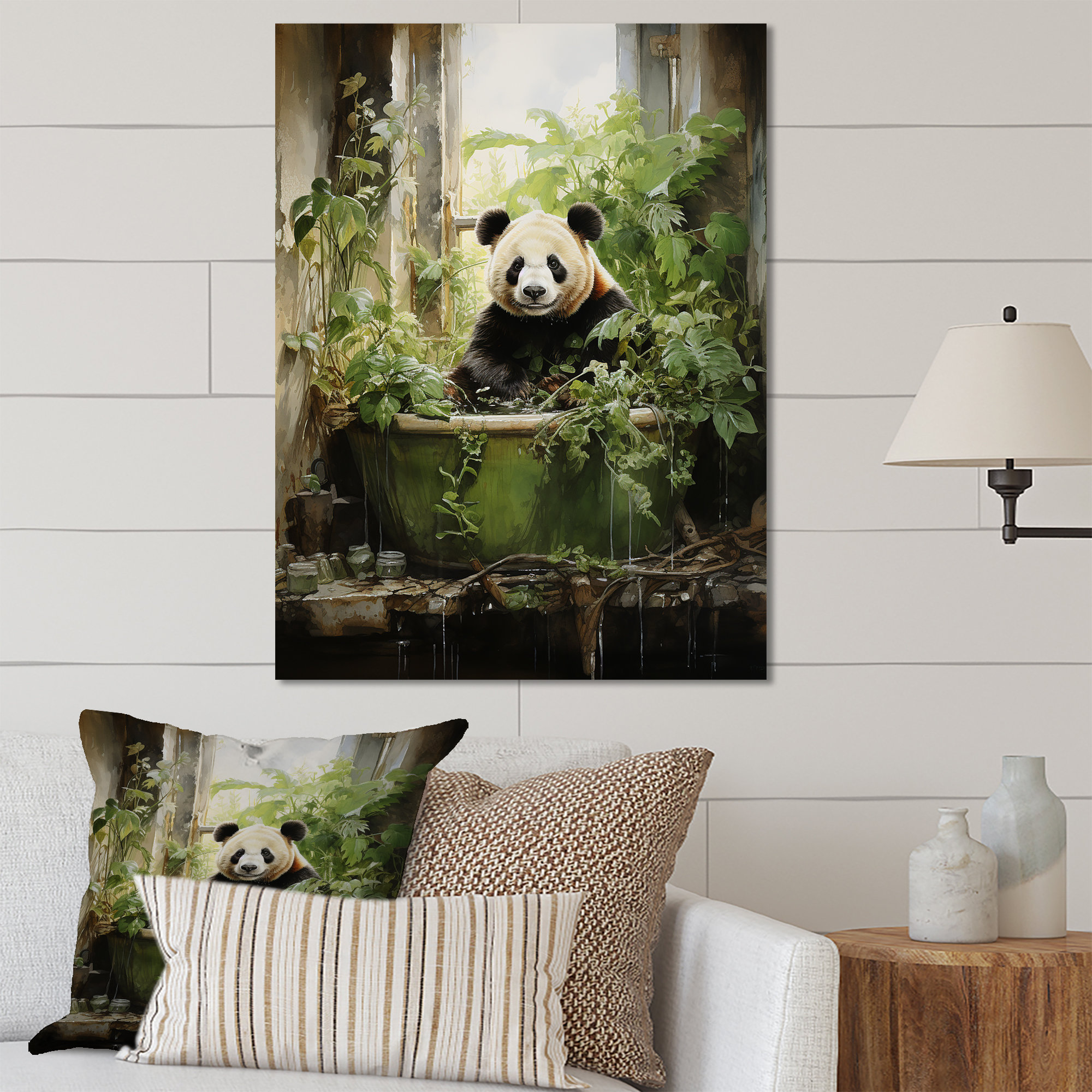 Bungalow Rose Green Tranquil Panda Bath III - Bathroom Metal Wall Art ...