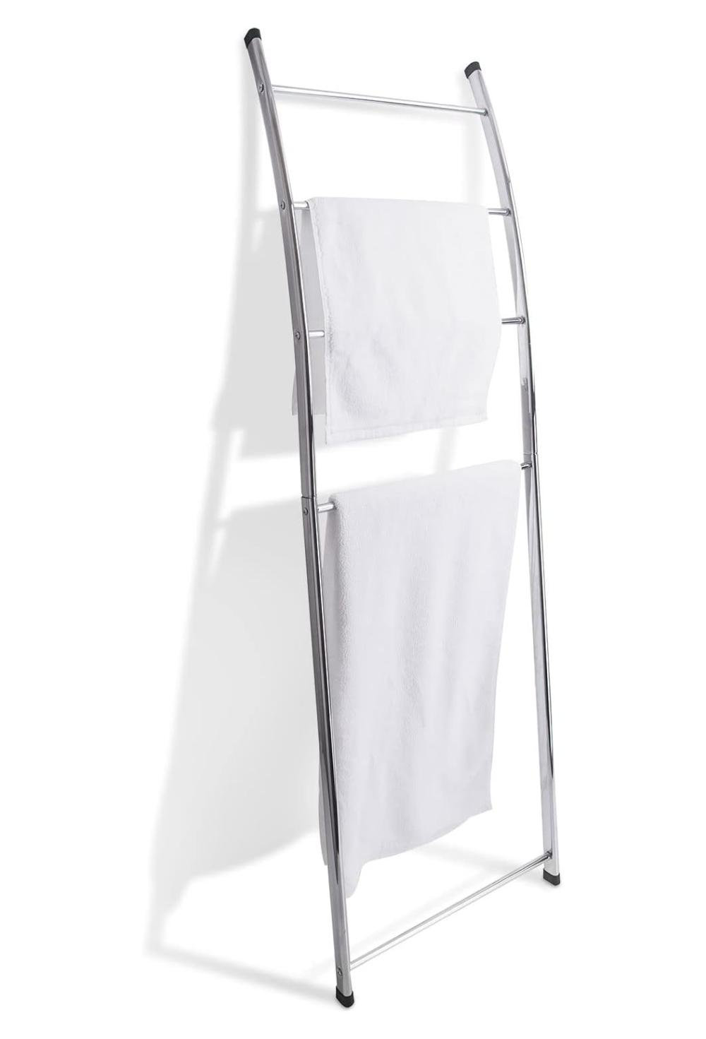 Rebrilliant 4 Rung Silver Chrome Plated Metal Wall Leaning Bath Towel ...