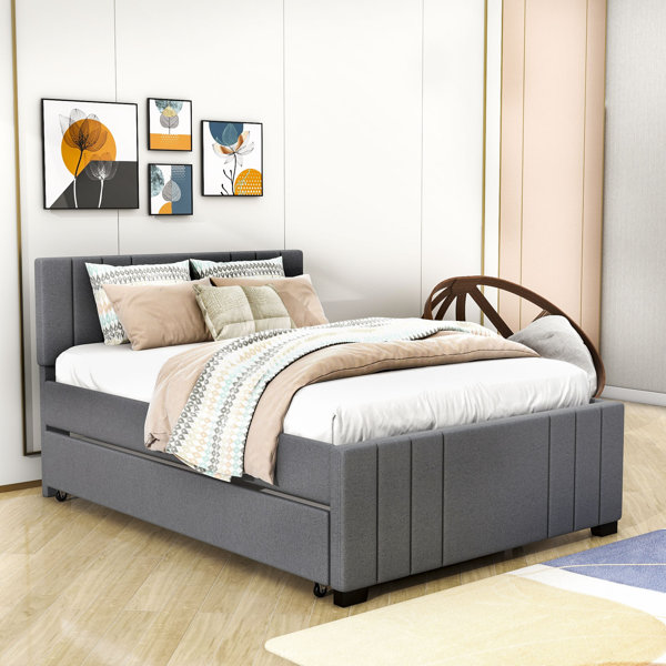 Latitude Run® Full Size Upholstered Platform Bed with Trundle | Wayfair