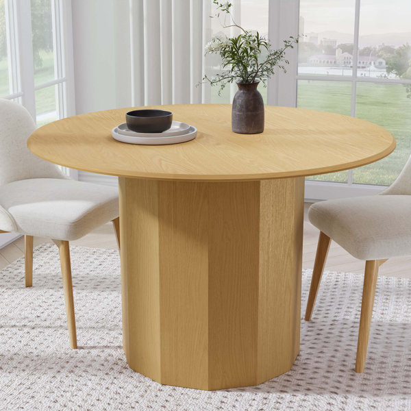 Latitude Run® Solid Wood Dining Table Round Pedestal Kitchen Table ...
