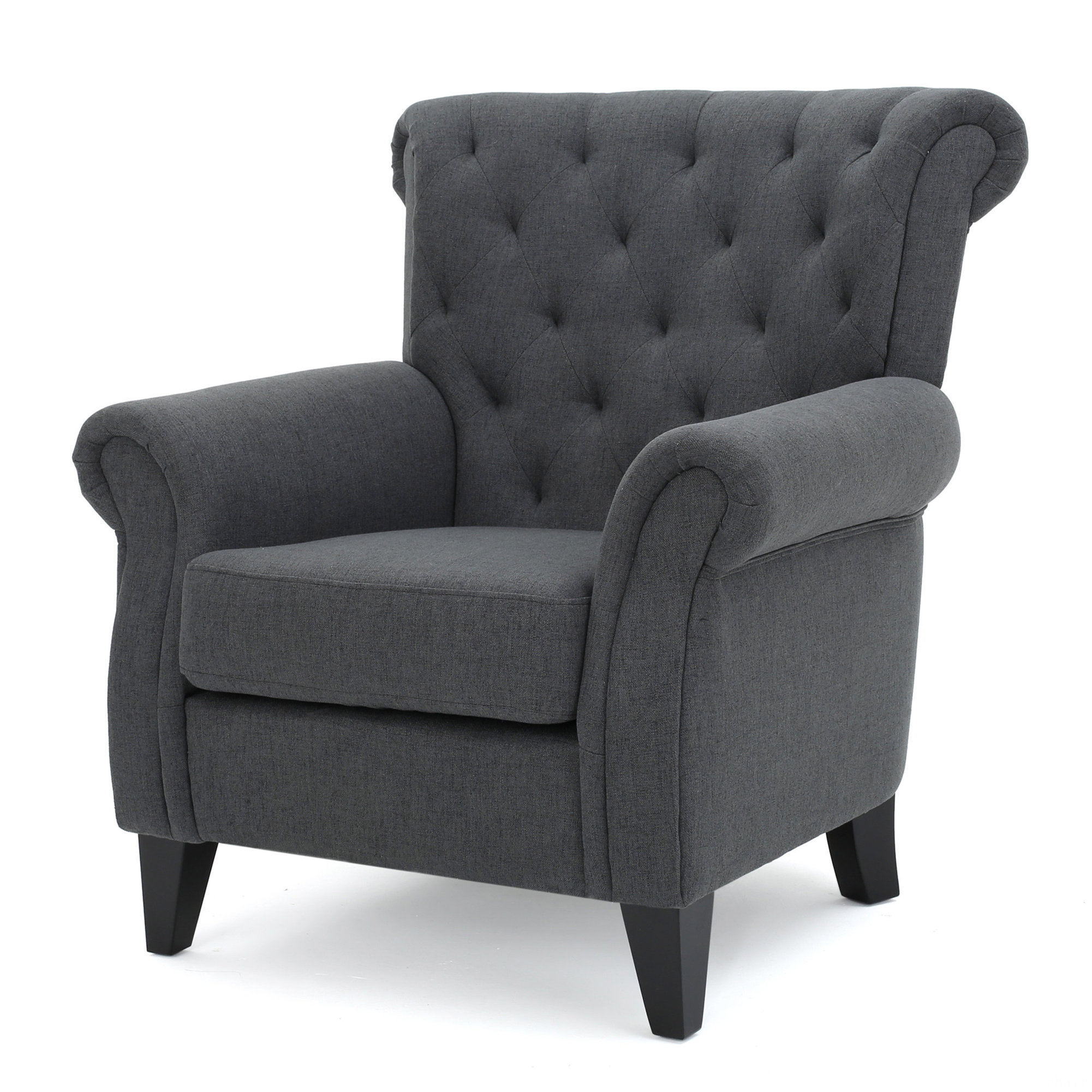 George Oliver Accent Chair With Tufted Backrest, Single Arm Chair With ...