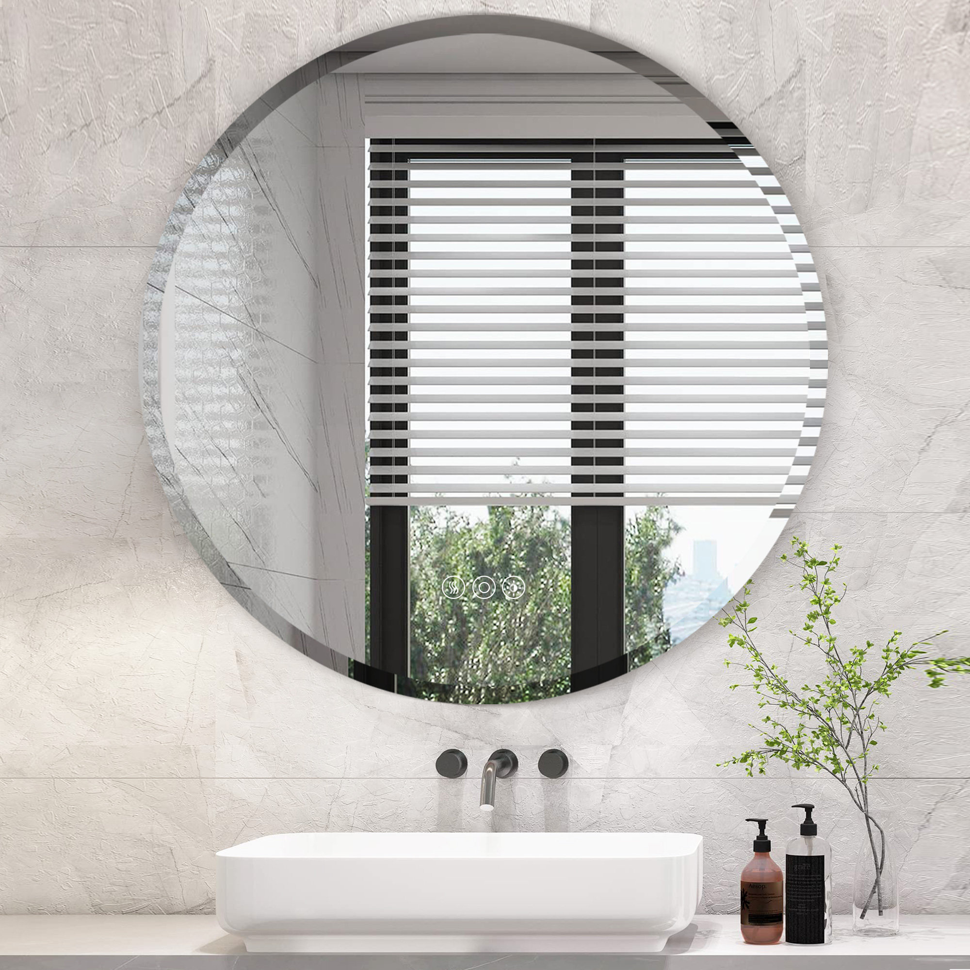 Latitude Run® 28" Round Led Vanity Mirror With Back-light ...