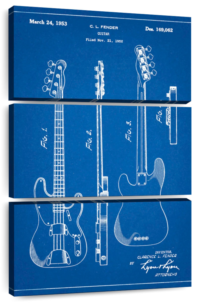 Williston Forge Blueprint Fender Precision Bass Guitar Laelle Poster ...