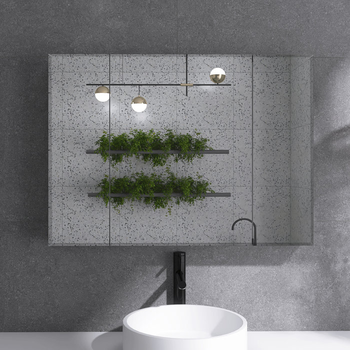 Latitude Run® Chrishaud Recessed Frameless 3 Door Medicine Cabinet with ...