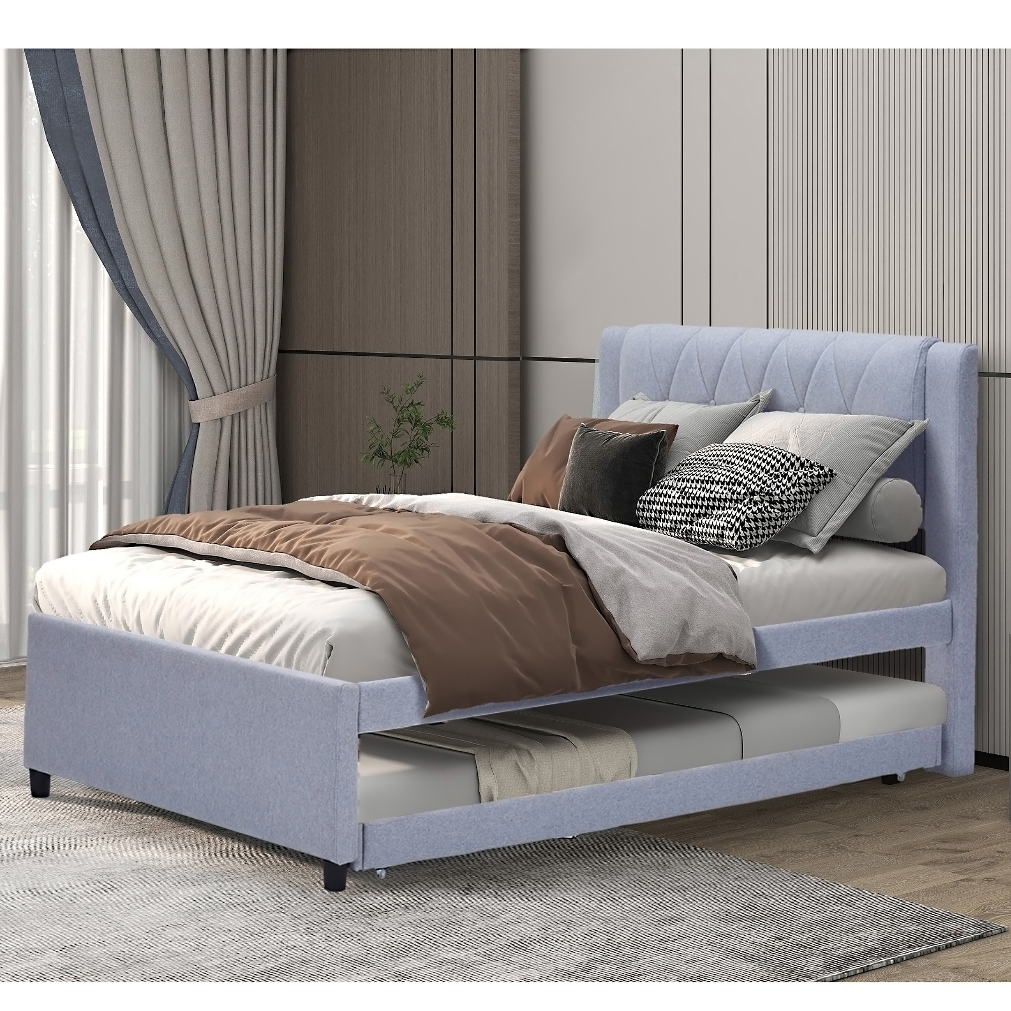 HOME FREE HOMES SP LLC Lit plateforme double avec lit gigogne et lit ...