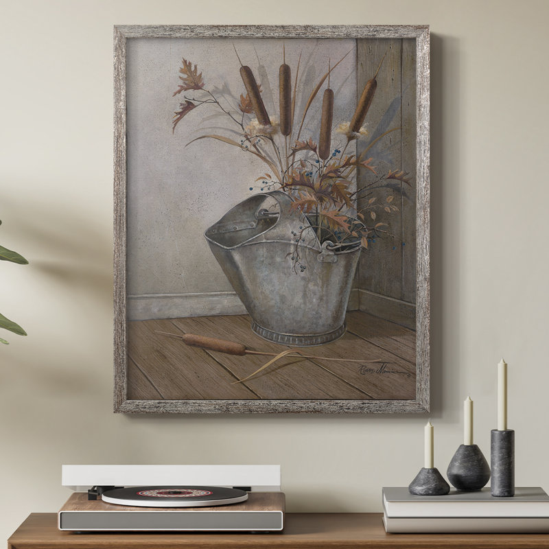Ophelia & Co. Berries & Cat Tails Framed Print - Solid Wood | Wayfair