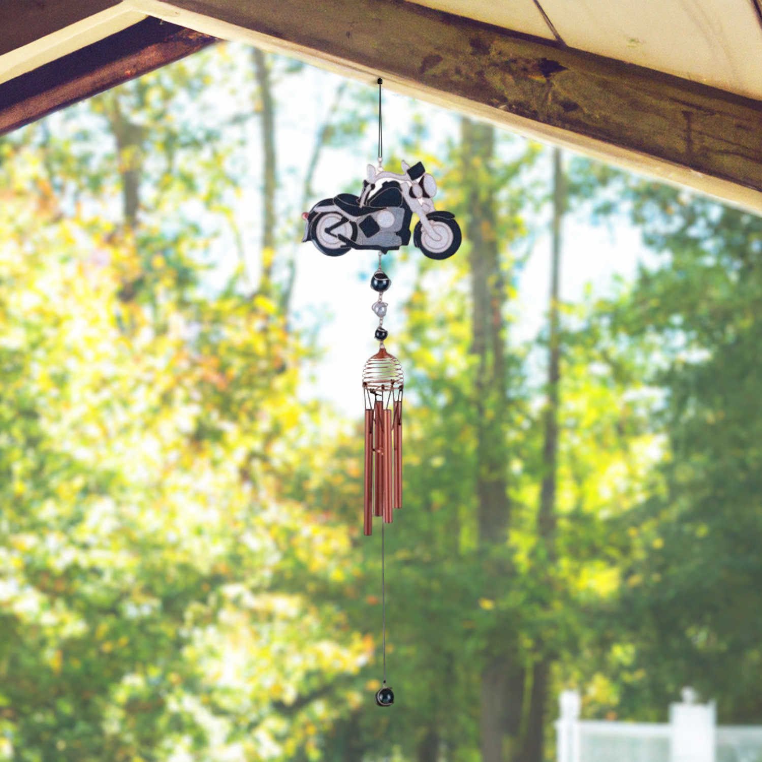 Arlmont & Co. Renasha 31" Long Motorcycle Wind Chime with Copper Gem ...