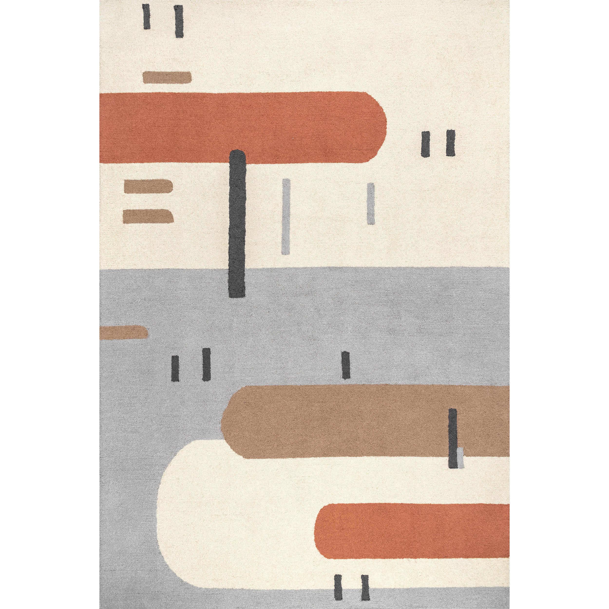 Orren Ellis Ludolf Abstract Handwoven Wool Peach/Gray Area Rug ...