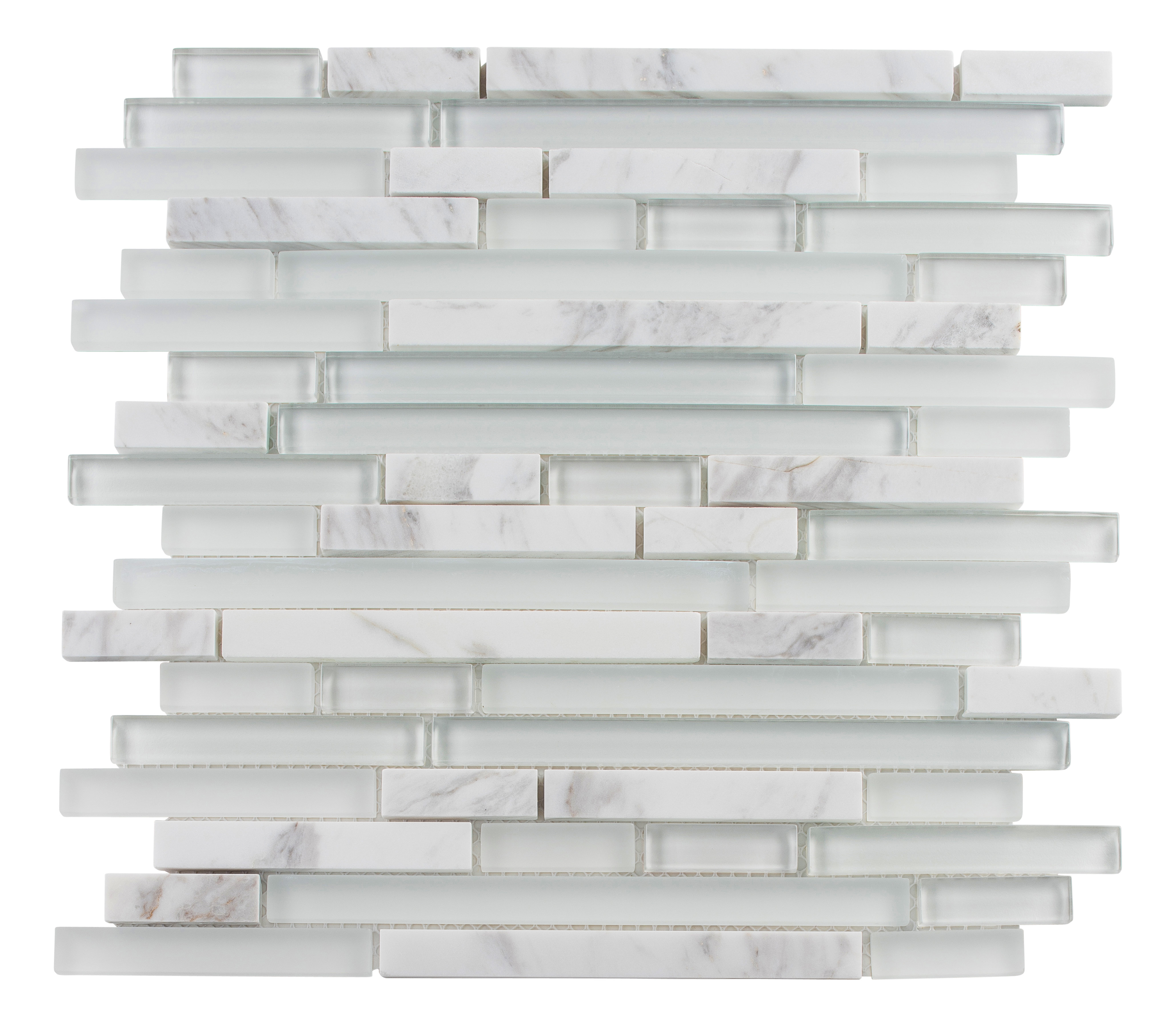 Andova Bravio Glass and Natural Stone Linear Mosaic Kitchen Backsplash ...