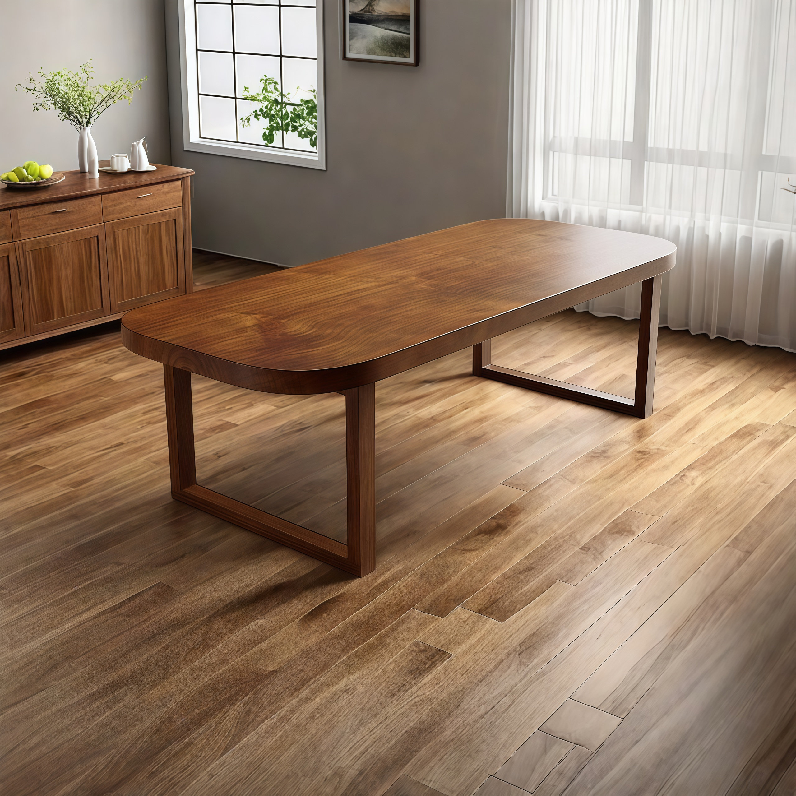 Corrigan Studio® Modern Rectangular Arc Angle Solid Wood Dining Tables | Wayfair