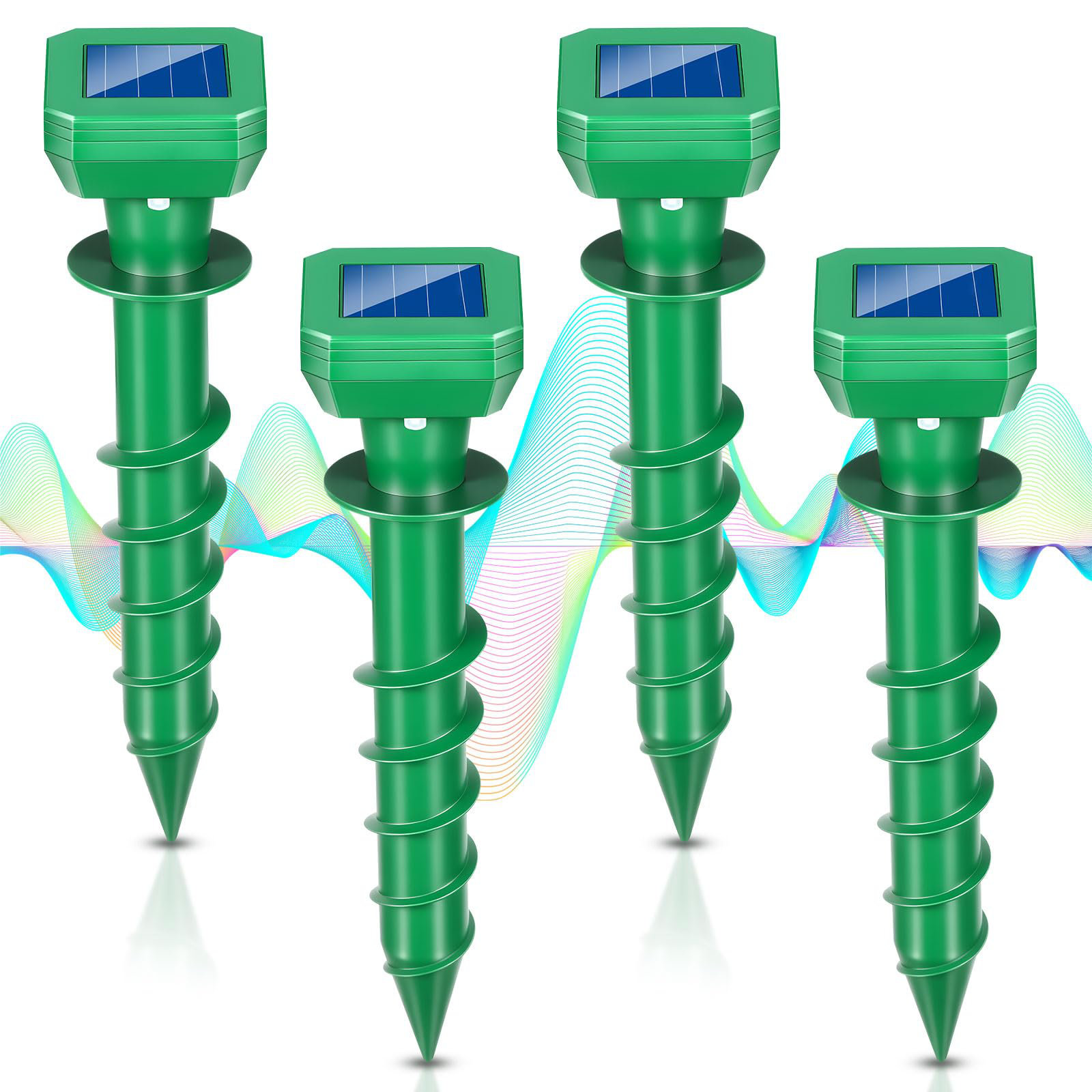 Wrought Studio™ 4 Pack Mole Repellent Solar Powered Screw Ultrasonic ...