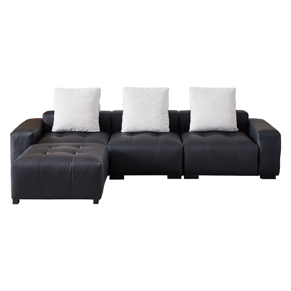 Hokku Designs 120"Genuine real Top-Grain leather sofa set for living ...