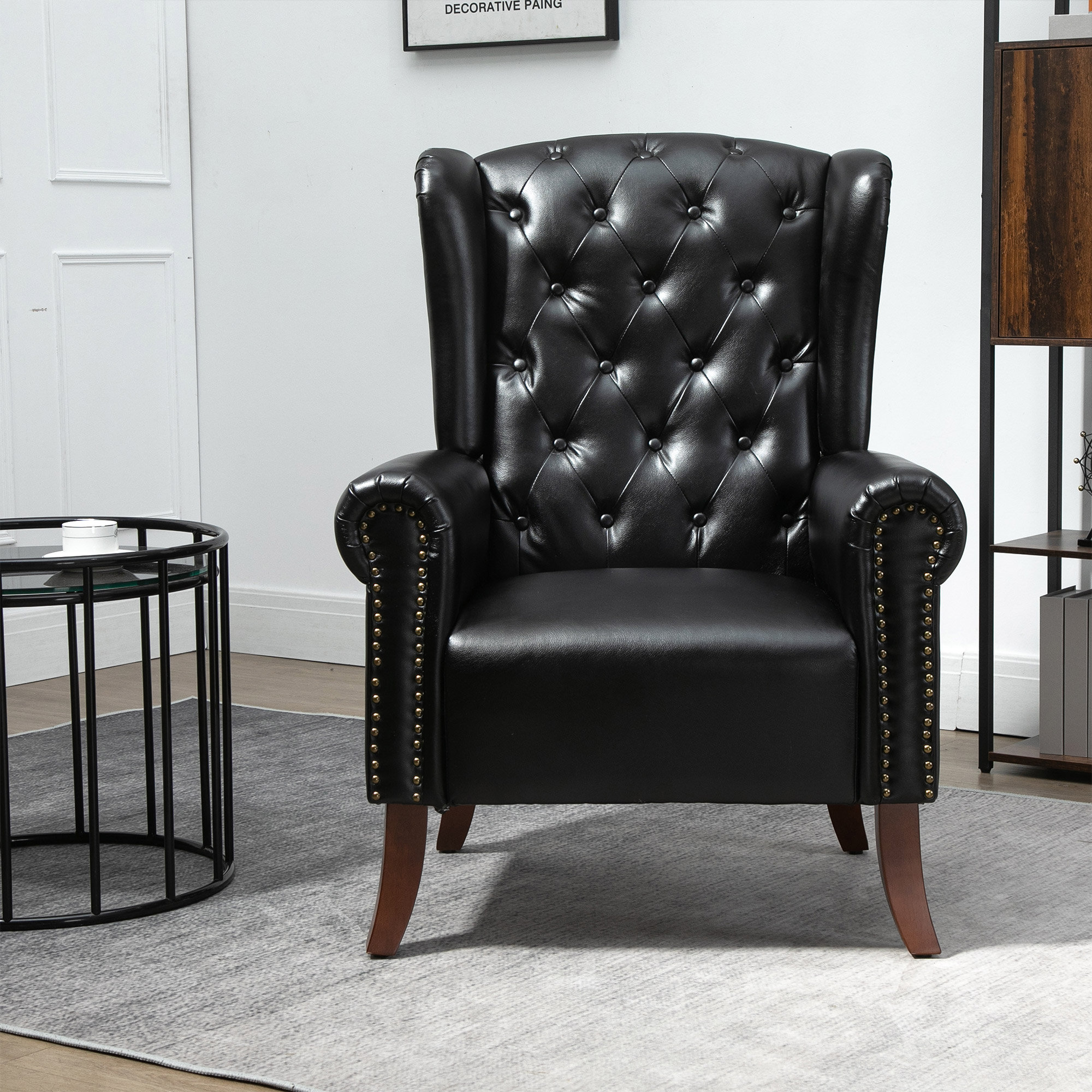 Charlton Home Abdul-Ahad 31.5" Wide Tufted Faux Leather Wingback Chair ...