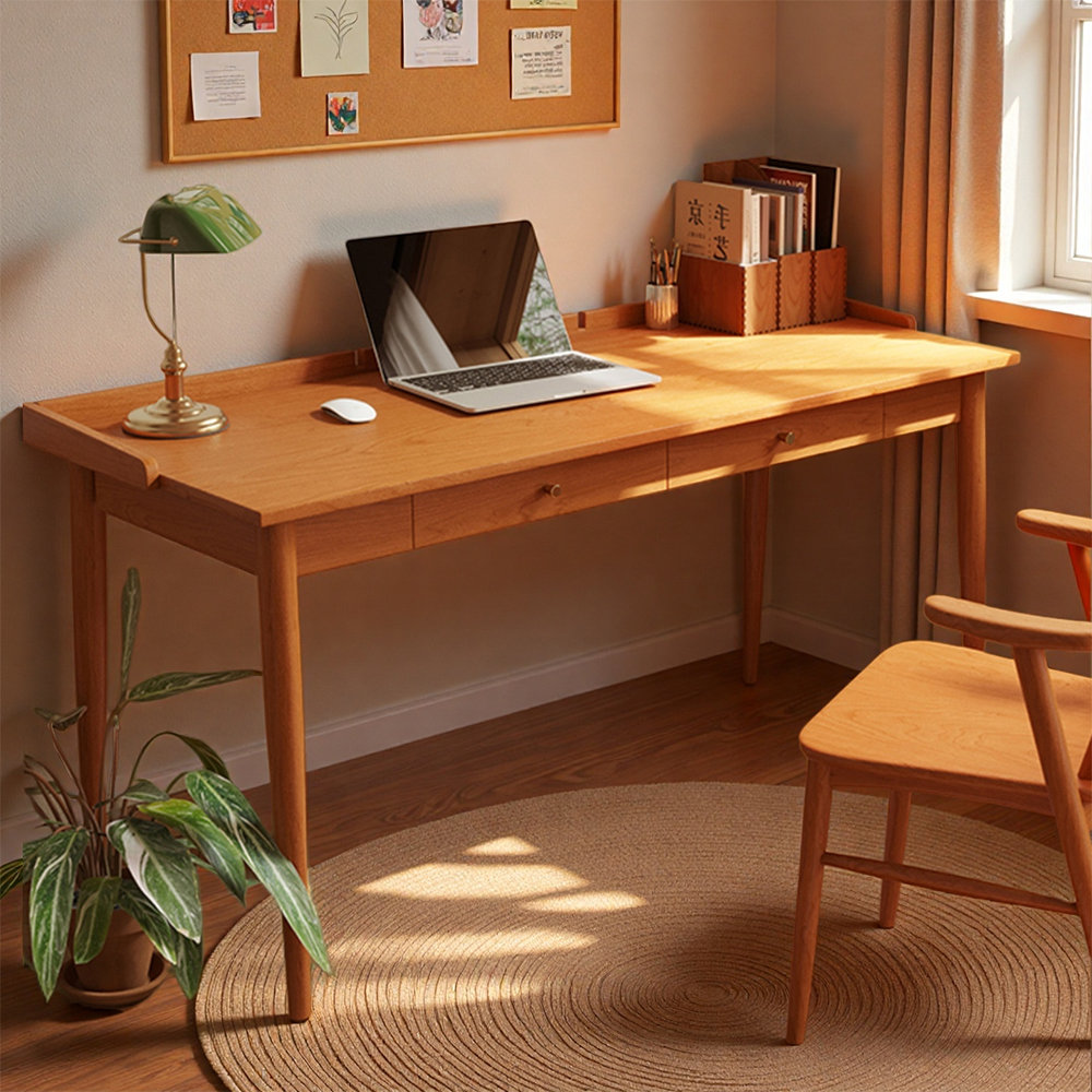 Corrigan Studio® Rectangular Modern Burlywood Boxwood Writing Desk ...
