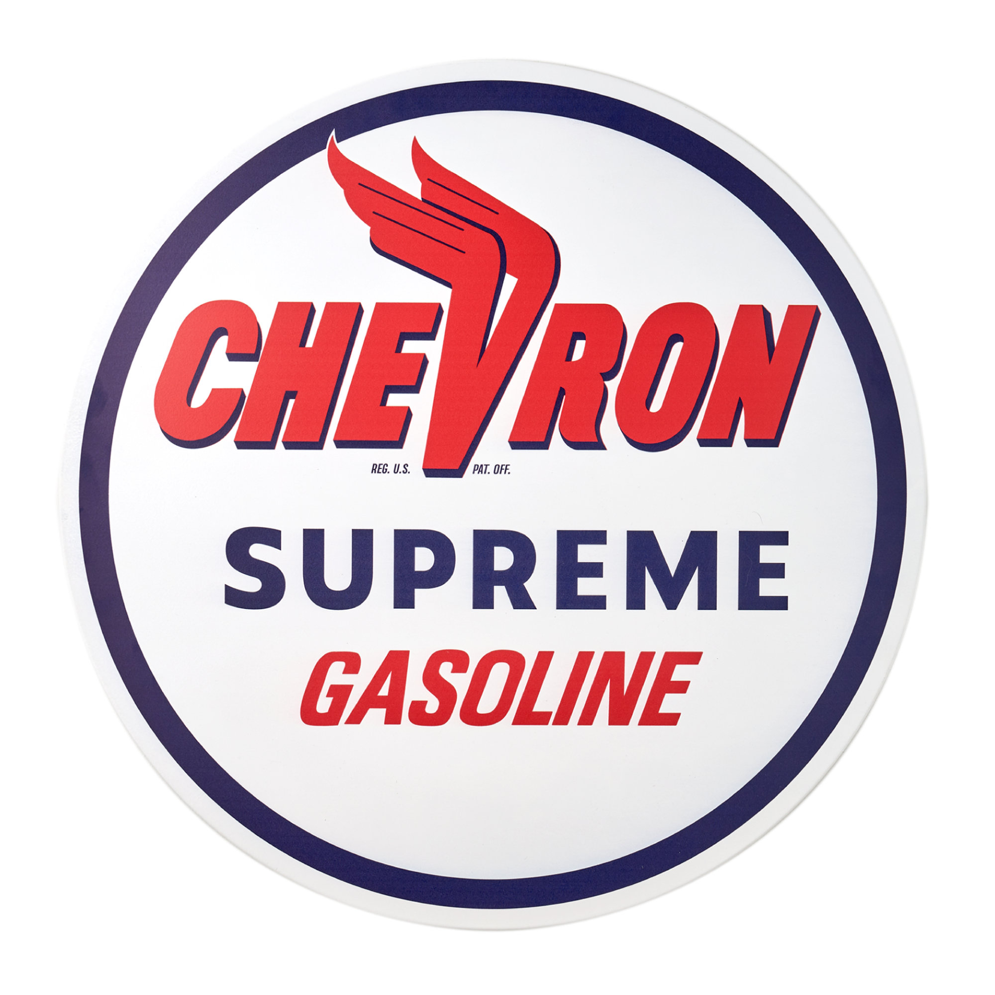 American Art Decor Chevron Supreme Gasoline Metal Sign 30" - Vintage ...