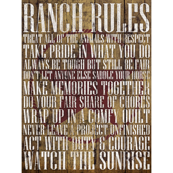 Trinx Ranch Rules - Wrapped Canvas Graphic Art | Wayfair