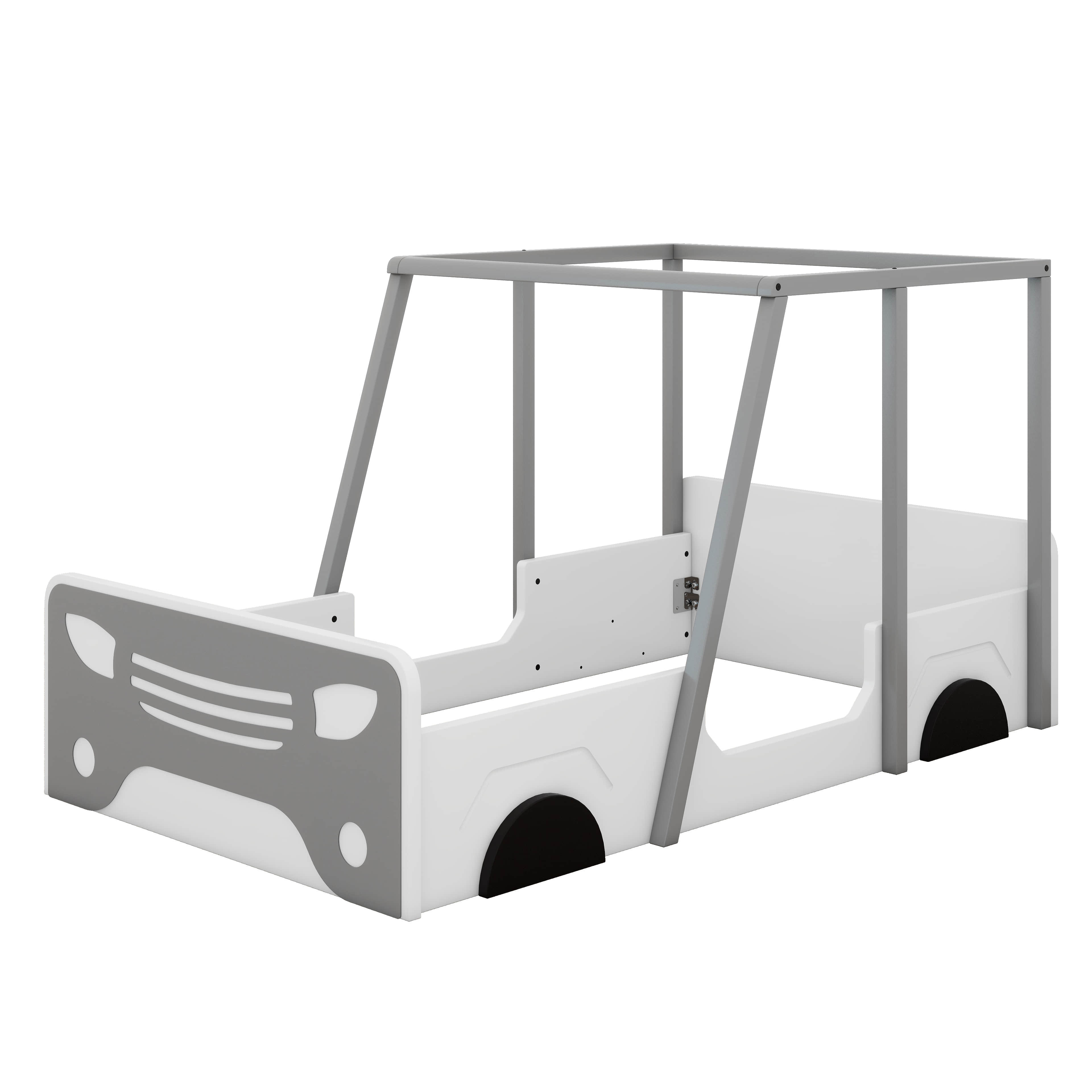 Mason & Marbles Wooden Race Car Bed For Boys, Twin Car Bed Frame With ...